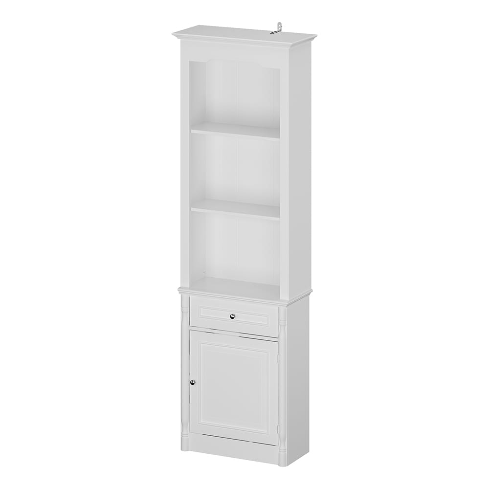 Modern Bookcase with Open Display Shelves Silver Round Knob Handles ...