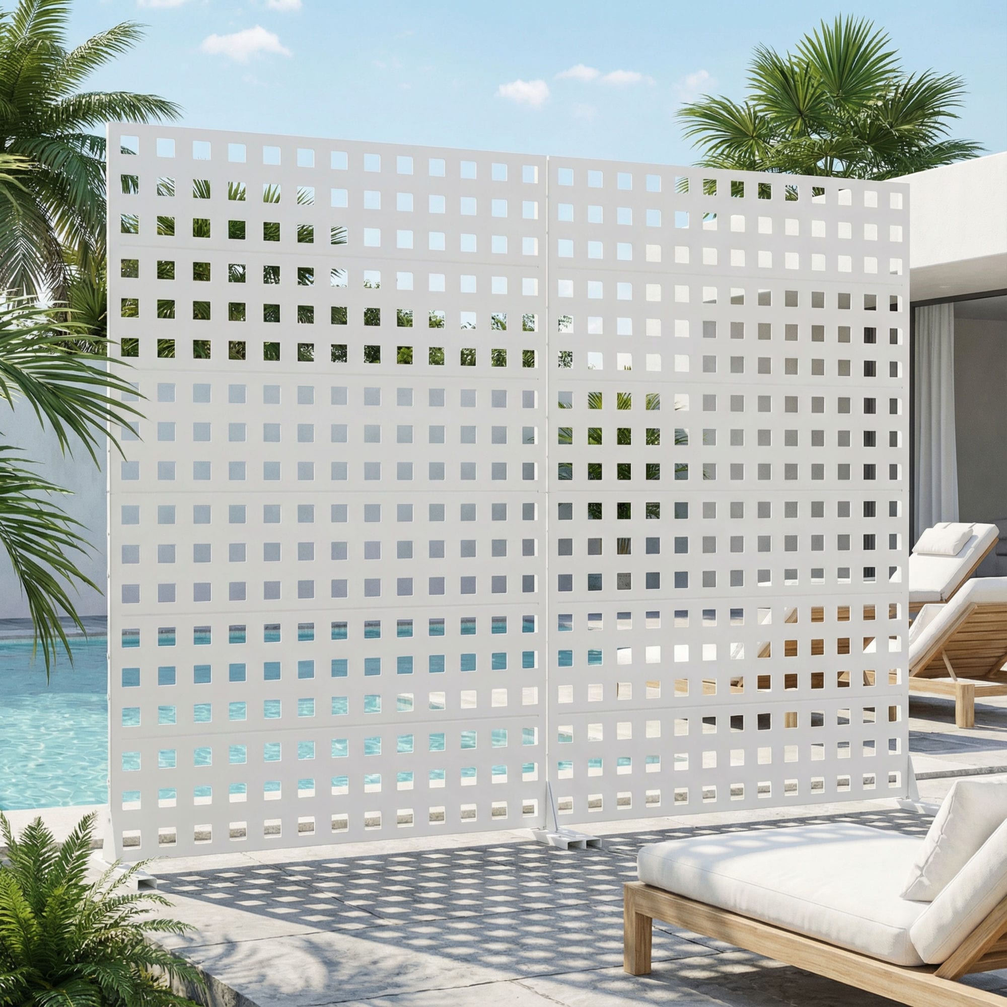 Wooakway 2 Set 72-in H x 47-in W Black Metal Outdoor Privacy Screen for ...