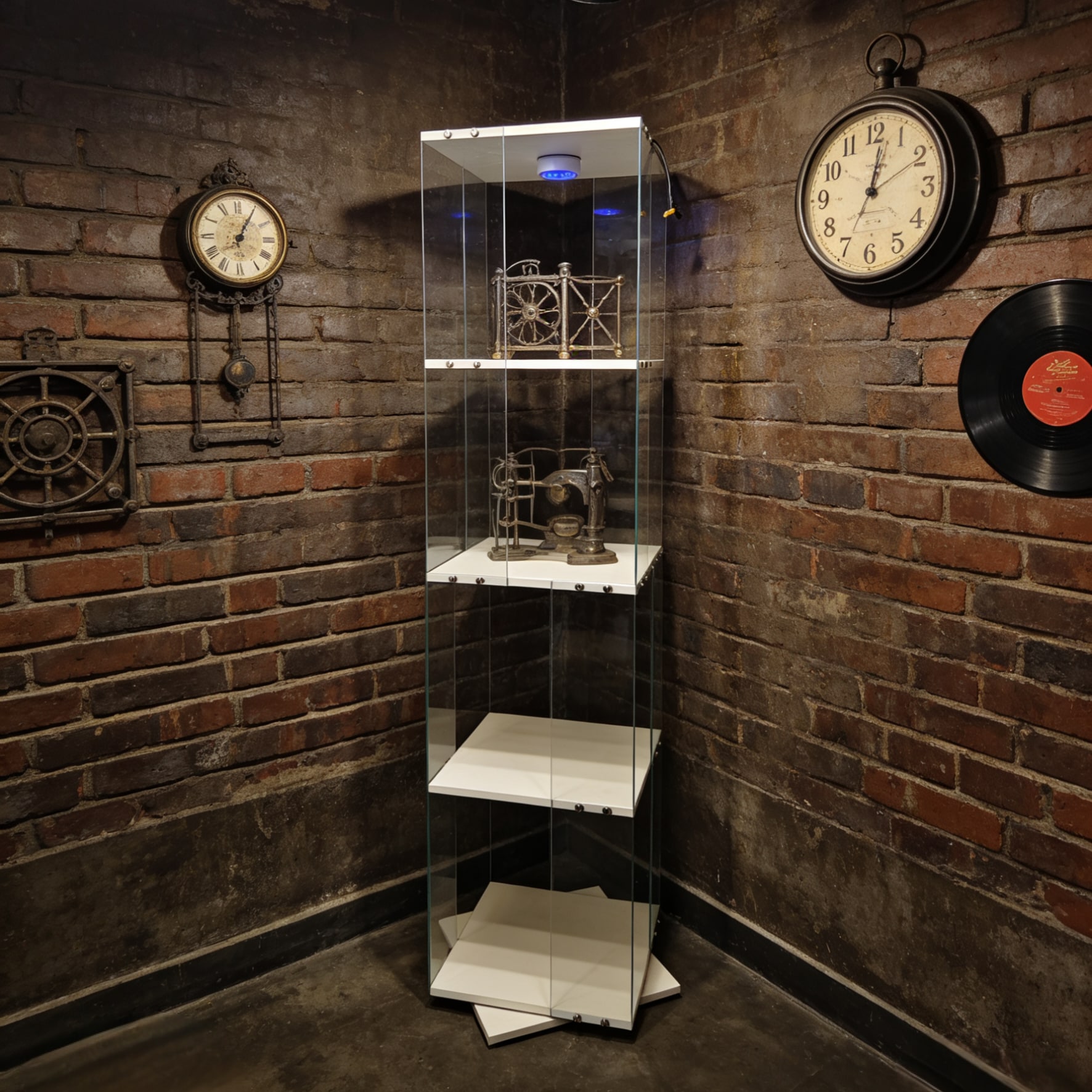 Wooakway White Rotatable Four-Layer Tempered Glass Display Cabinet ...