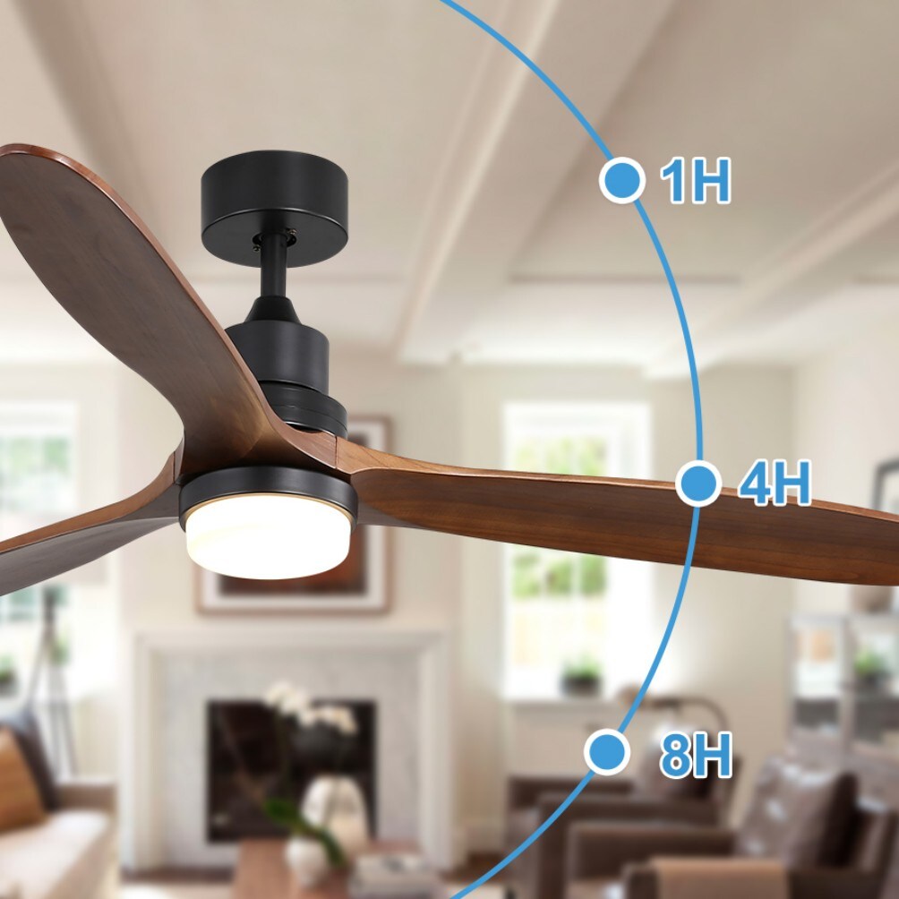 Huluwat 60 Inches Ceiling Fan With Lights 3 Solid Wood Fan Blade ...