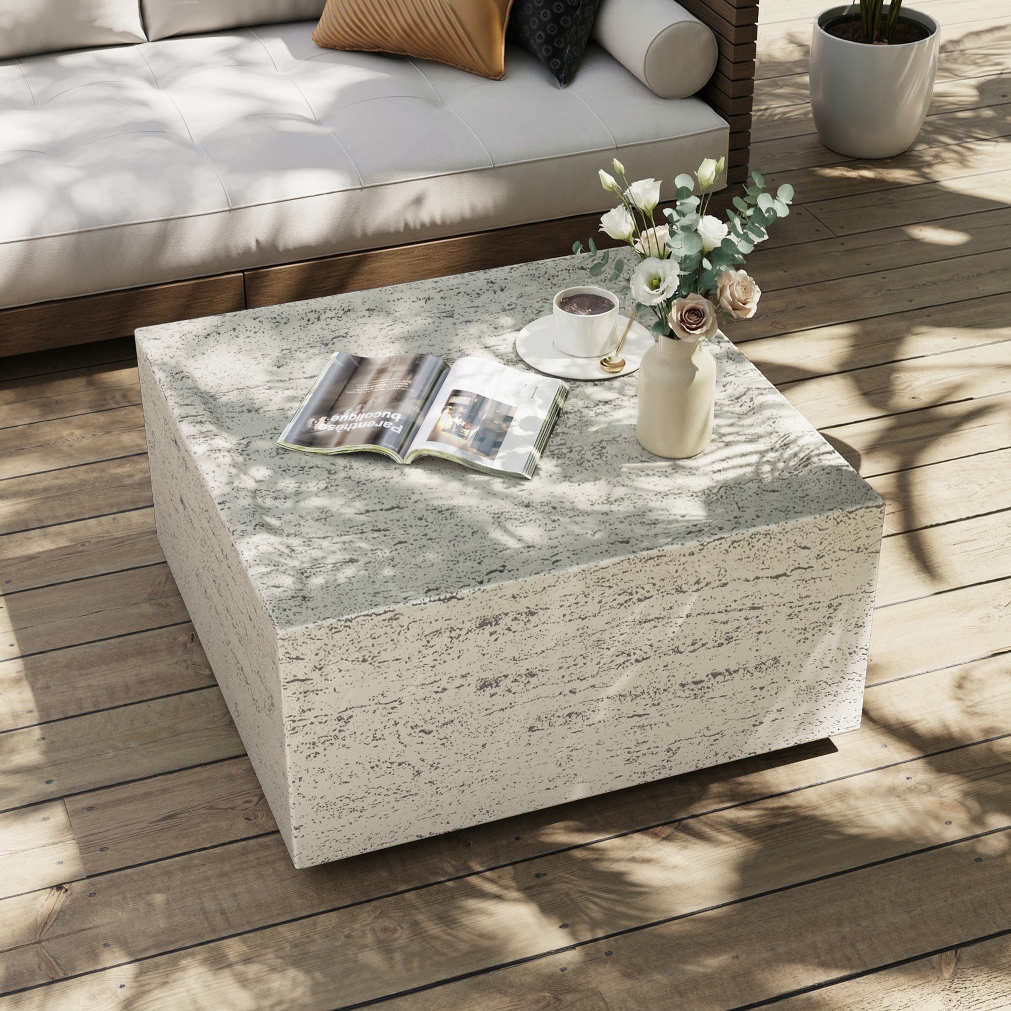 UPHA Outdoor Coffee Table Square Outdoor Coffee Table 28-in W x 28-in L ...
