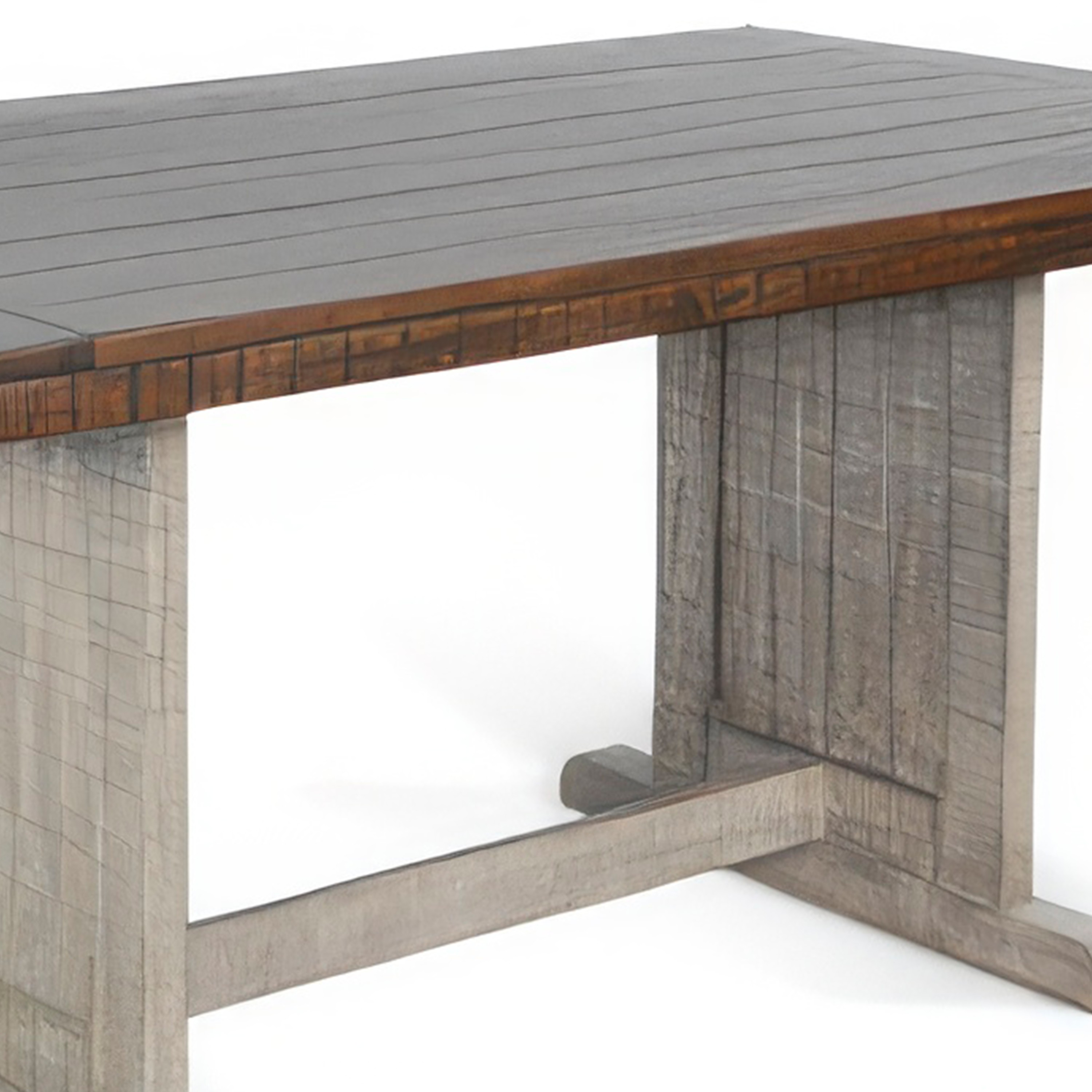 Benzara Camie Dining Table-60 Inch Rectangular Plank Top-Dark Brown n ...