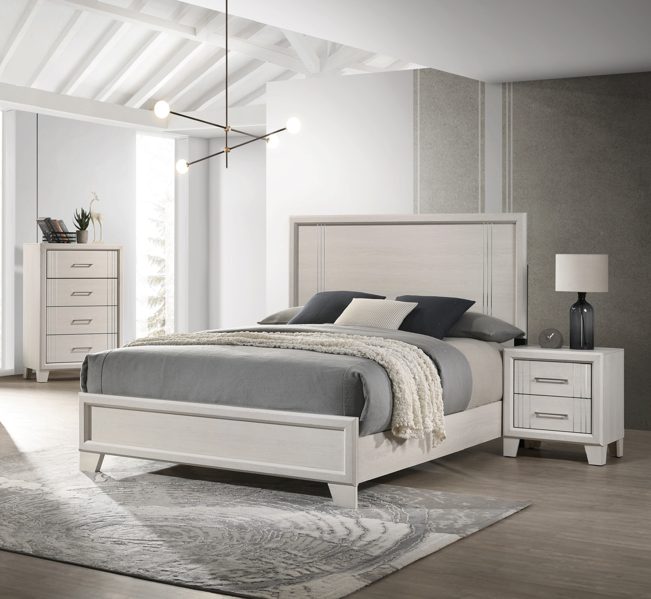 LUXEYARD 1pc Contemporary Two-Drawers Nightstand Bed Side Cabinet ...