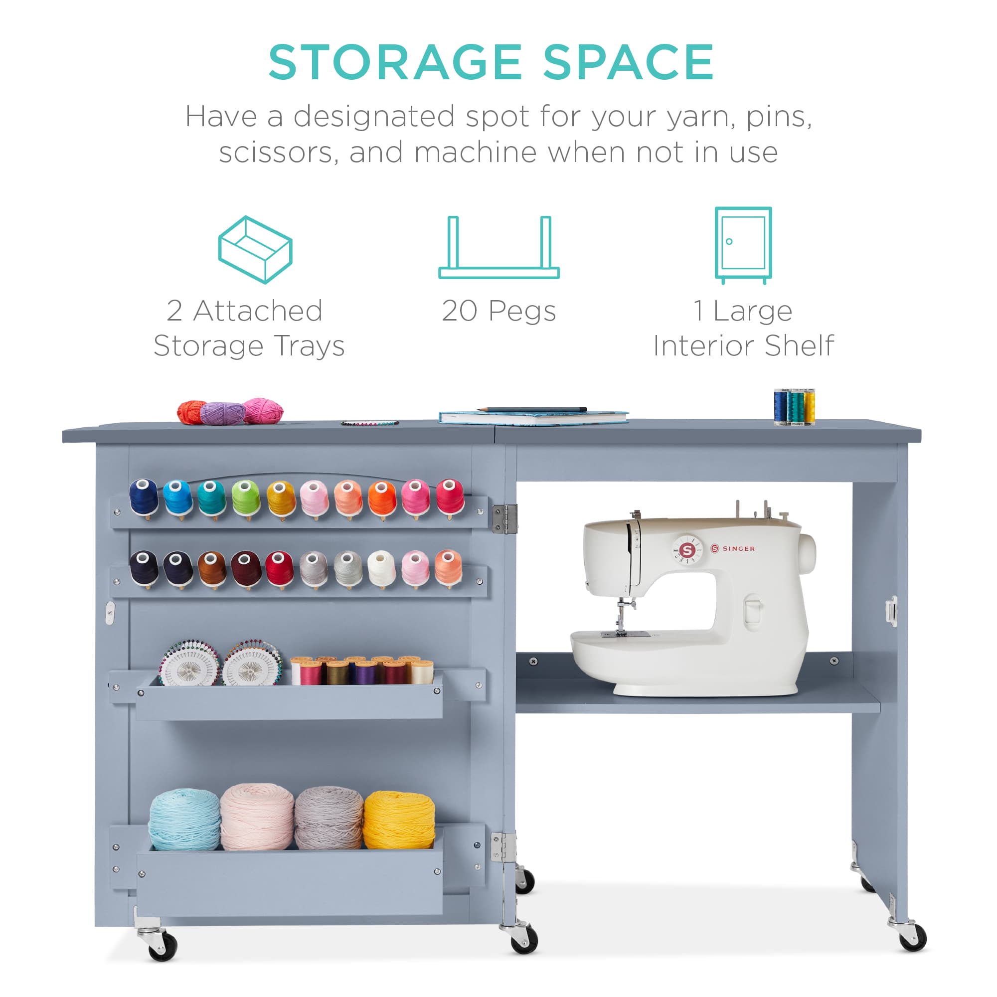 Best Choice Products Sewing Machine Table Desk w/ Craft Storage and ...