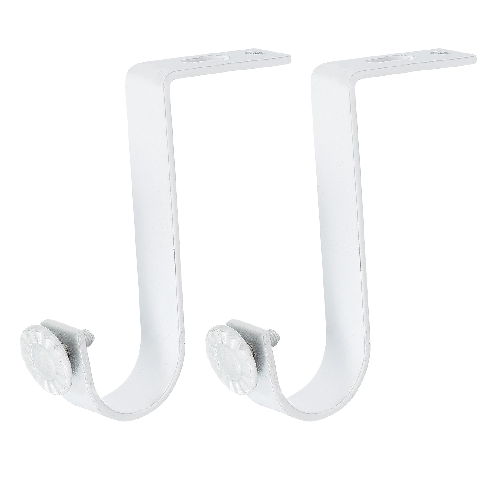 Unique Bargains 2pcs Ceiling Mount Curtain Rod Brackets Metal Drapery ...