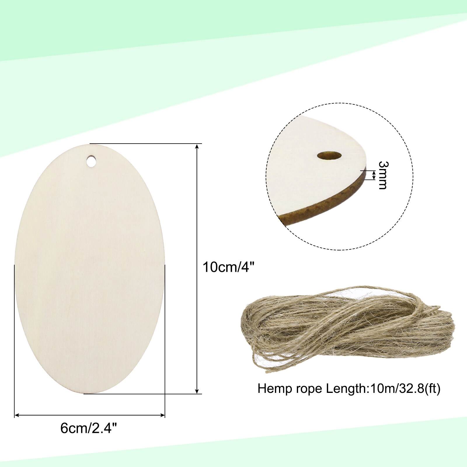 Unique Bargains 36pcs Oval Blank Wood Tags with Hole 4 x 2.4 Inch ...