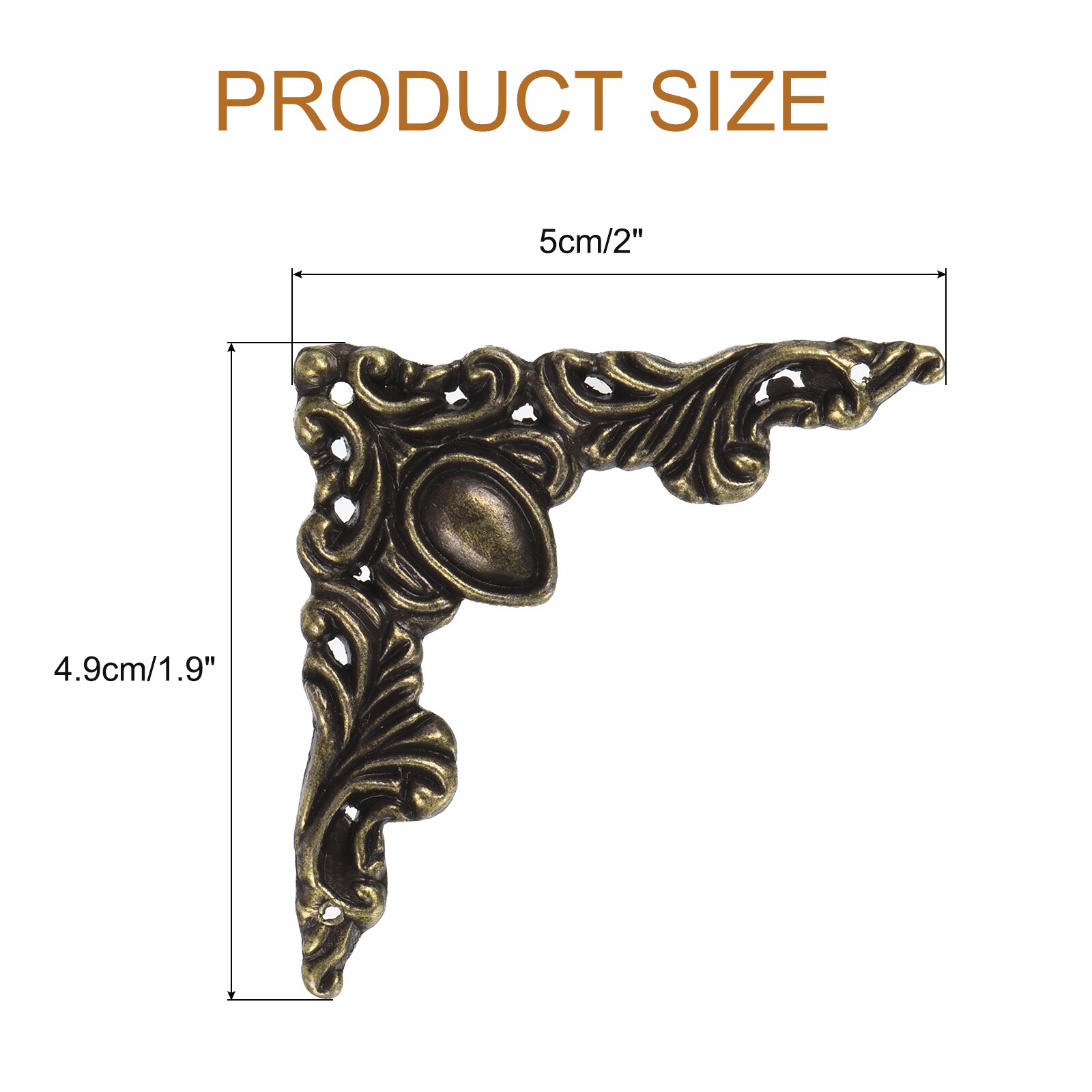 Unique Bargains 8pcs Vintage Flat Corner Bracket 1.9-in x 2-in ...