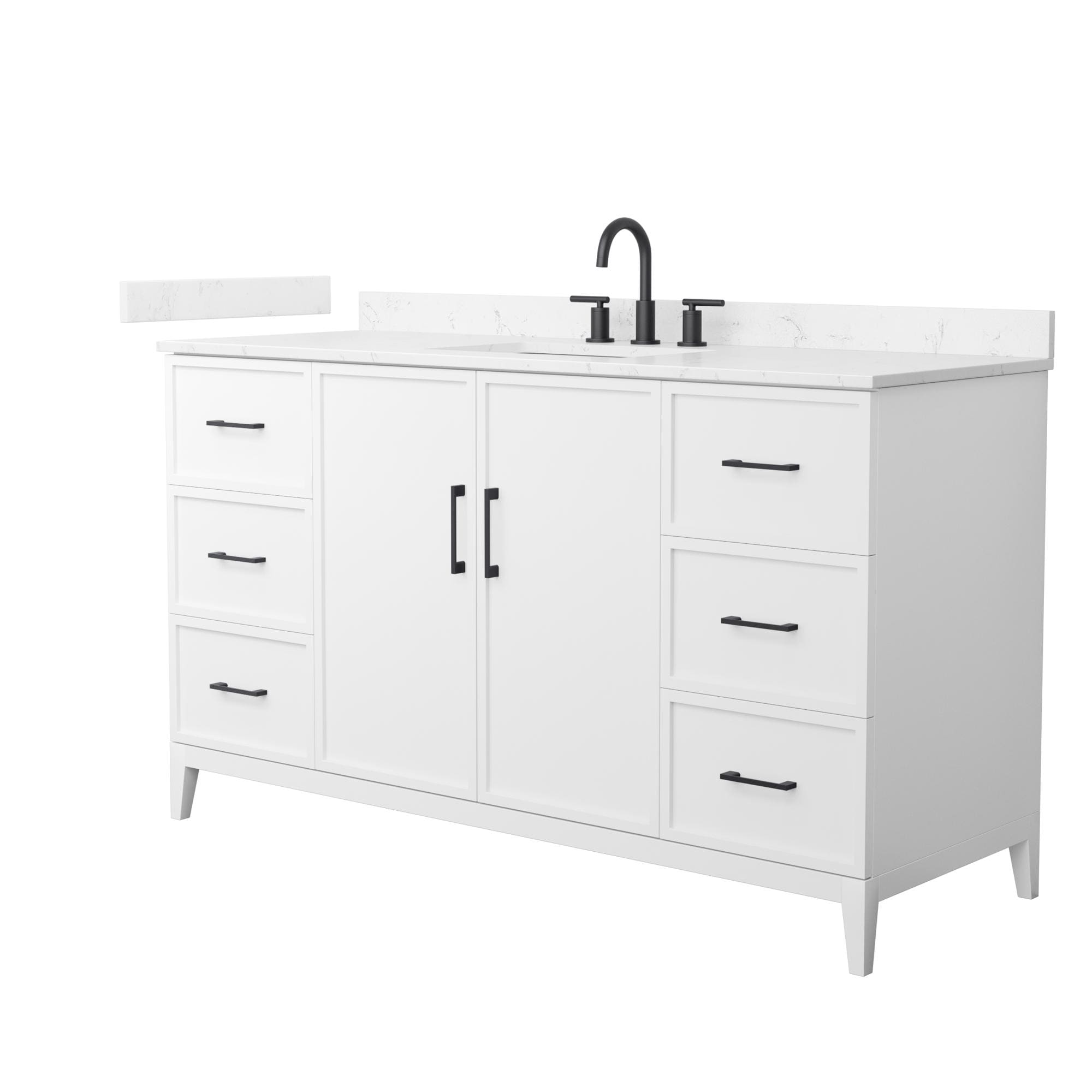 Wyndham Collection Elan 60-in White with Matte Black Trim Undermount ...