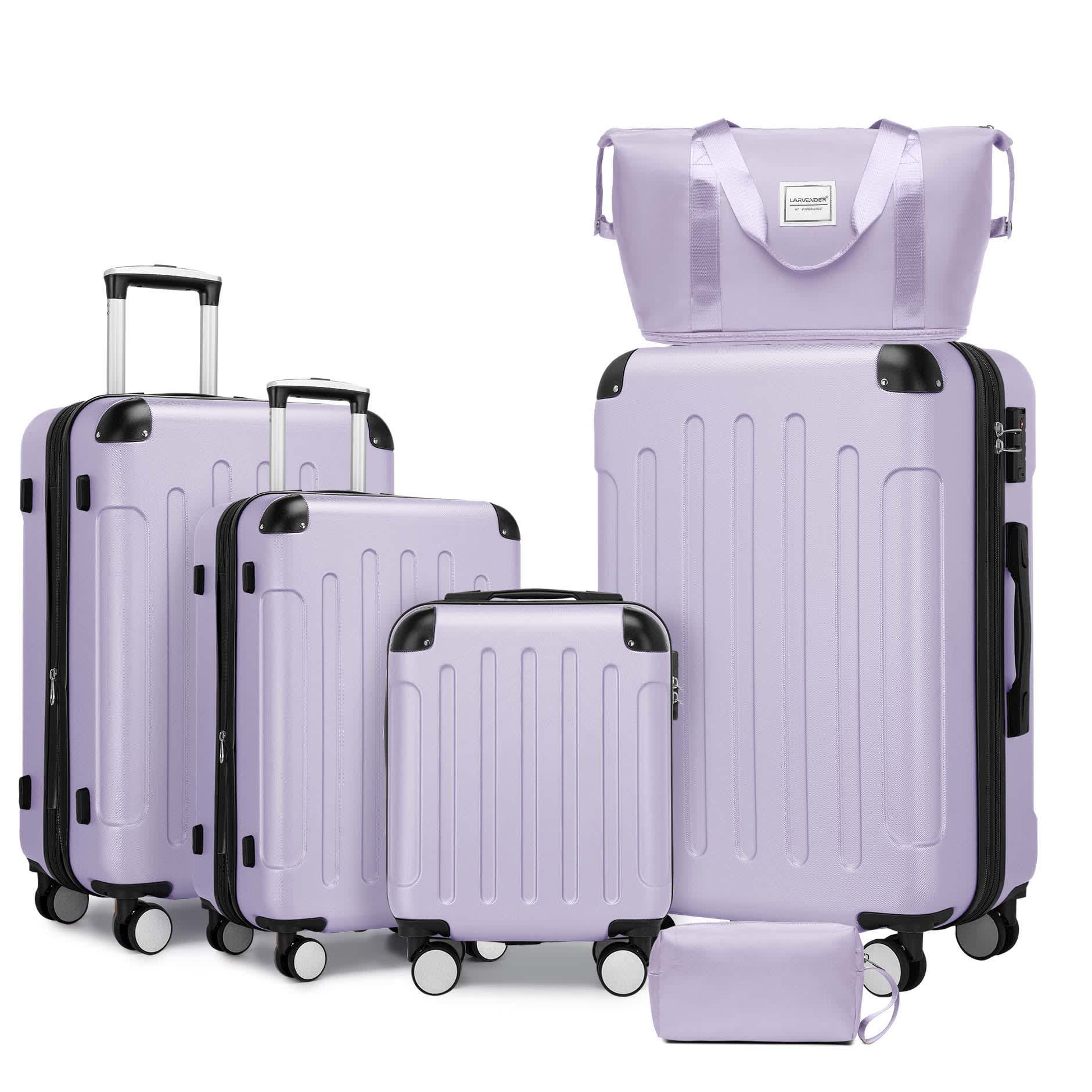Choco Moon 6 Piece ABS Hardshell Luggage Set Lightweight Durable ...