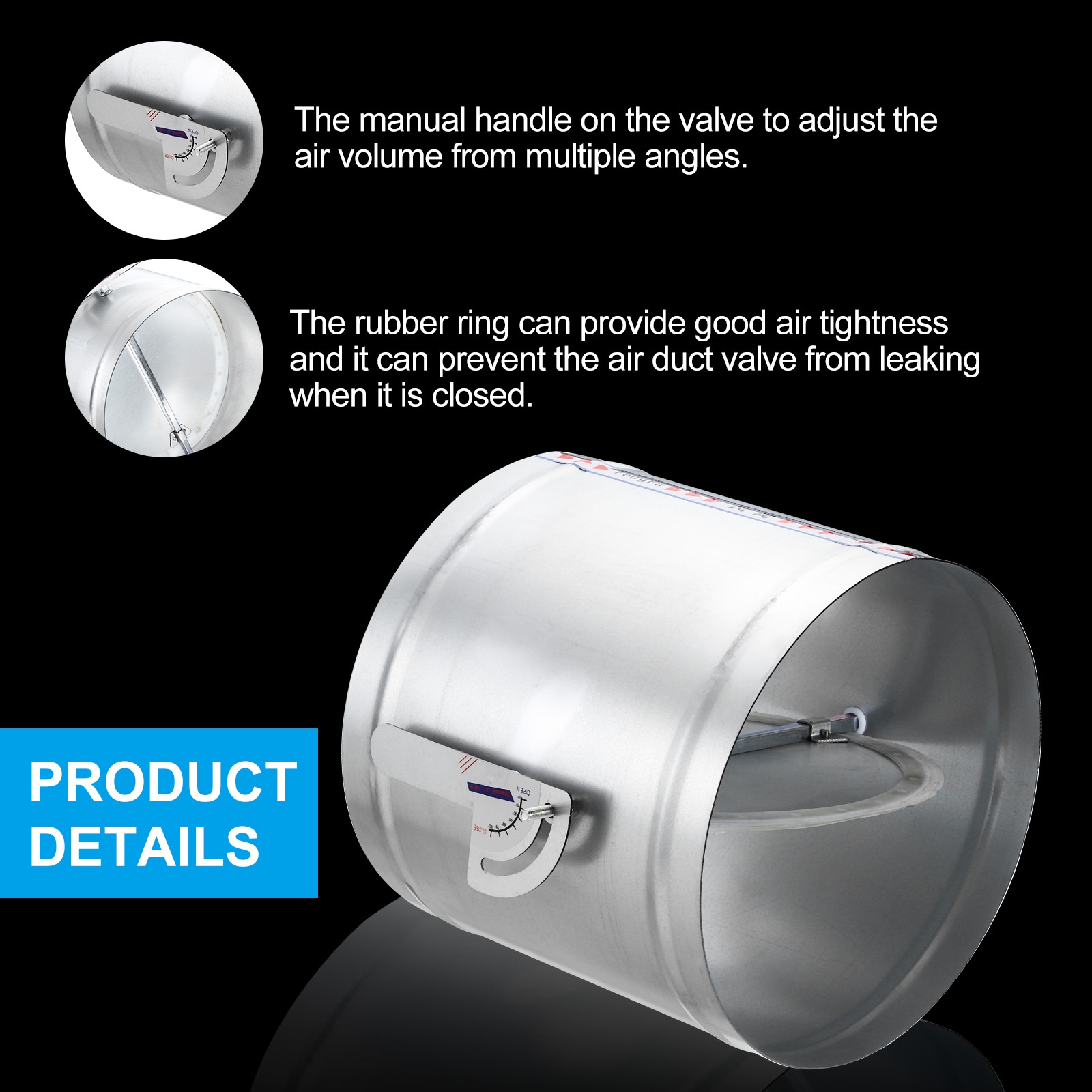 PATIKIL 10-Inch HVAC Duct Manual Volume Damper Metal Adjustment Airflow ...