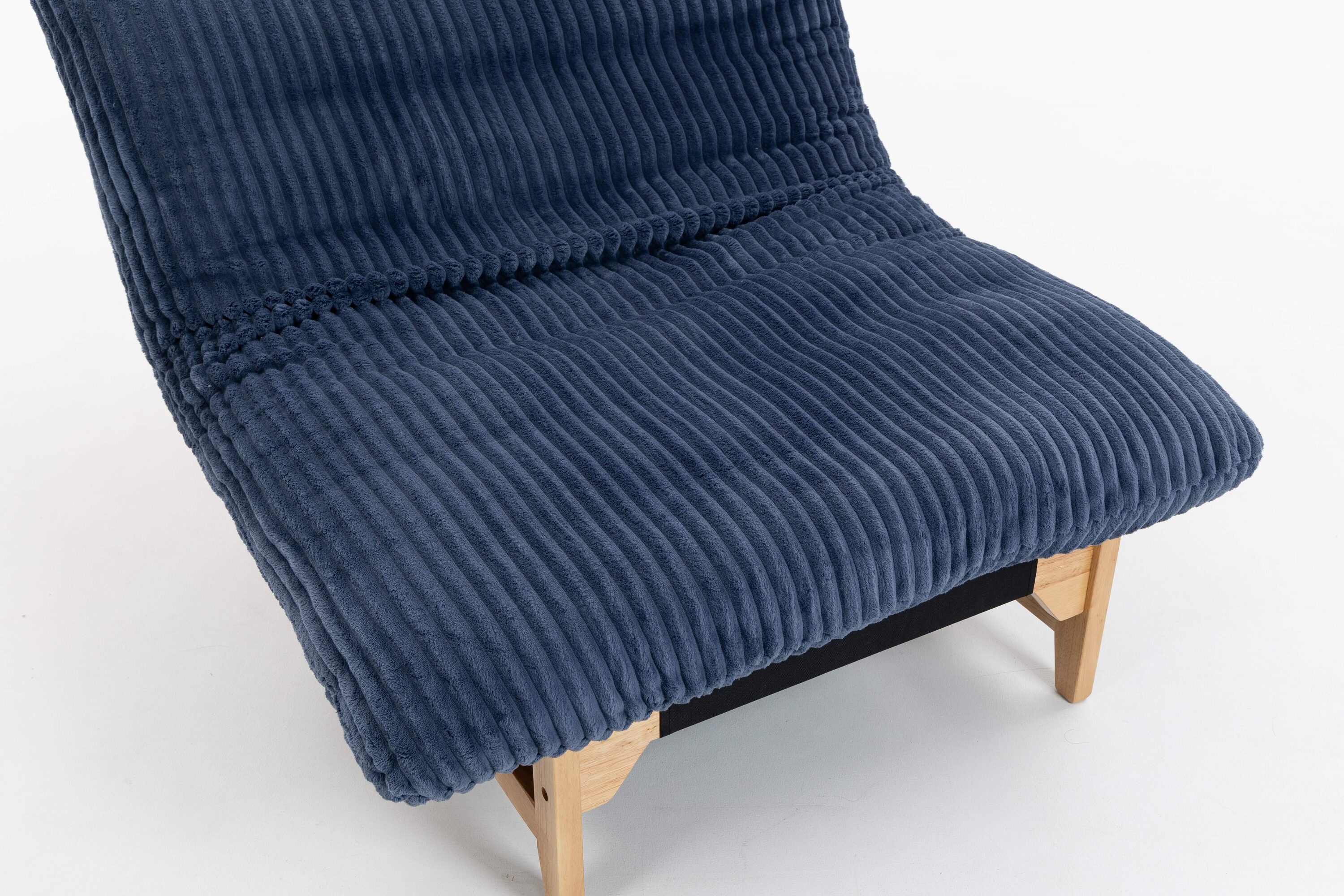 Vynxaria Blue Corduroy Armless Bean Bag Chair Set of 1 with High ...