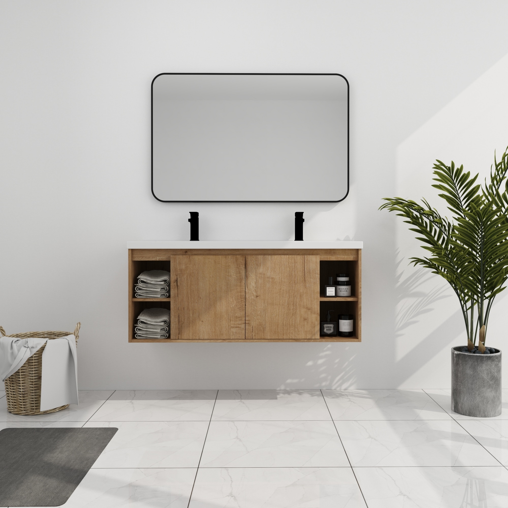 Vanityfus 48 Inch Bathroom Vanity with Double Sink Modern Bathroom ...