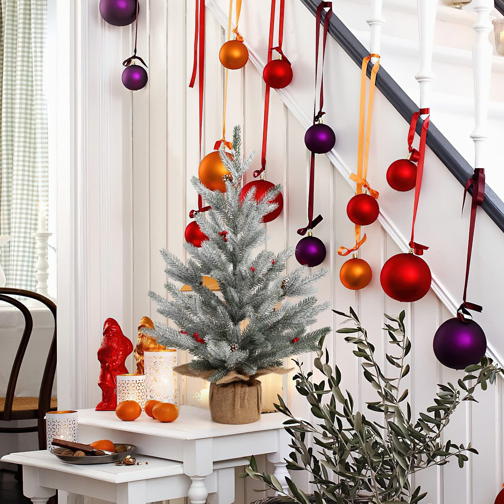 Qeetex 2 Ft Table Top Christmas Tree 24 Inch Artificial Small Christmas ...