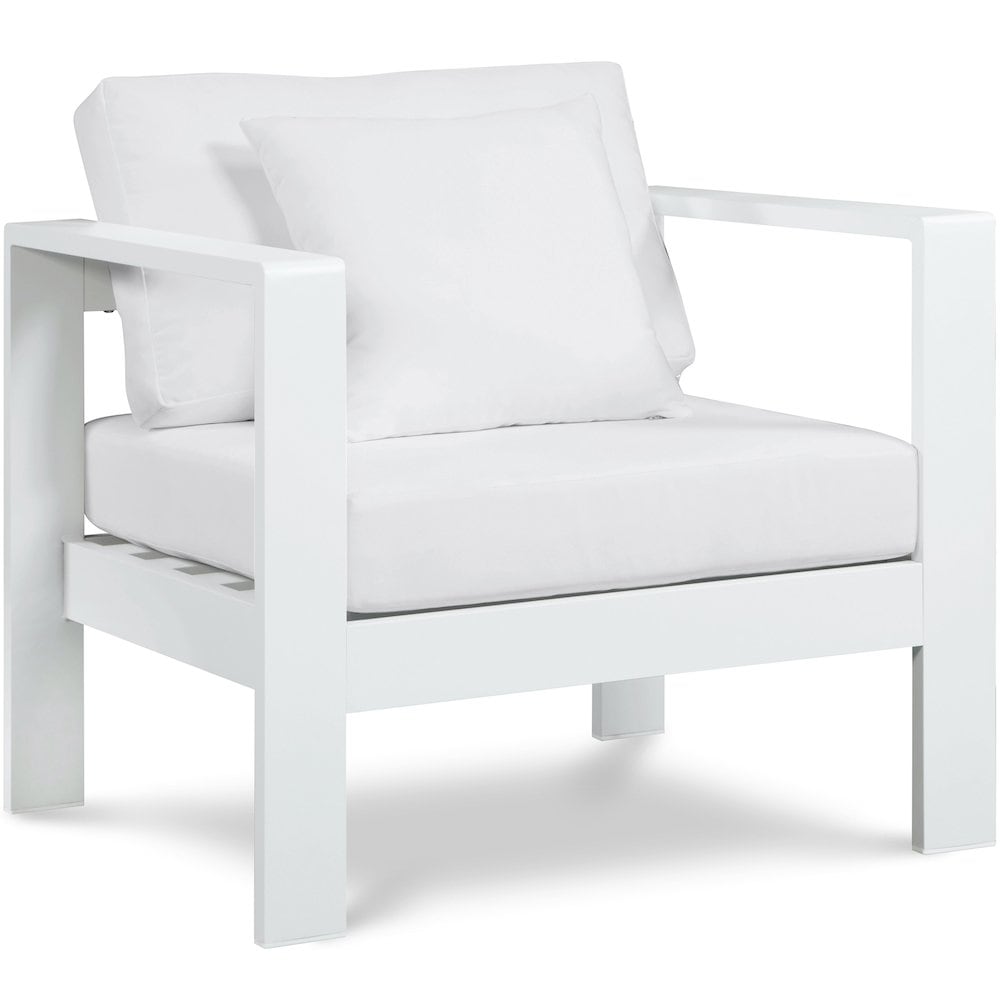 Meridian Nizuc White Water Resistant Fabric Outdoor Patio Aluminum Arm ...