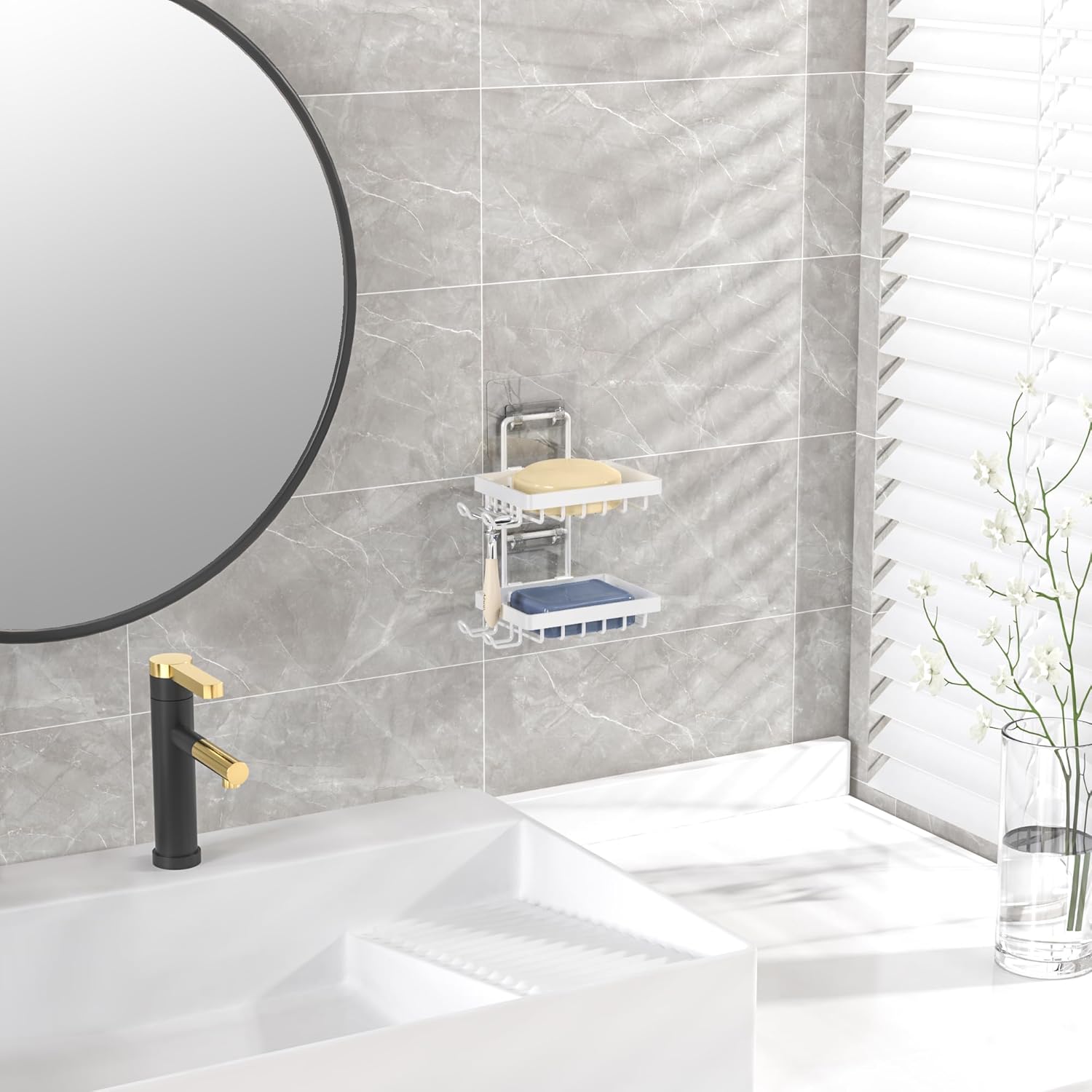 MOFOROCO 2 Pack Black Soap Dish Holder for Shower Wall Mount Stainless ...