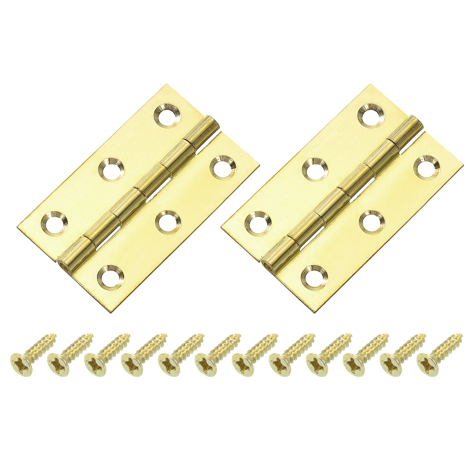 Unique Bargains 2 pcs Folding Butt Hinges 2 Inch Brass Small Door Hinges Butt Cabinet Hinges ...