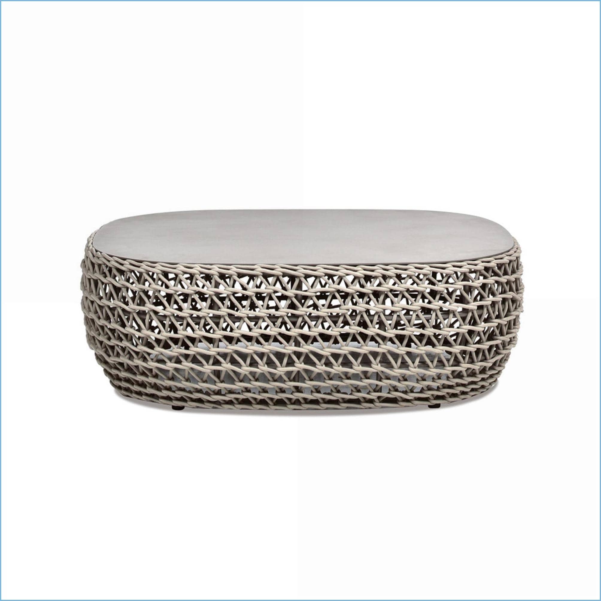 Watnature Willow 40.5 in Oval Woven Patio Coffee Table Light Beige ...