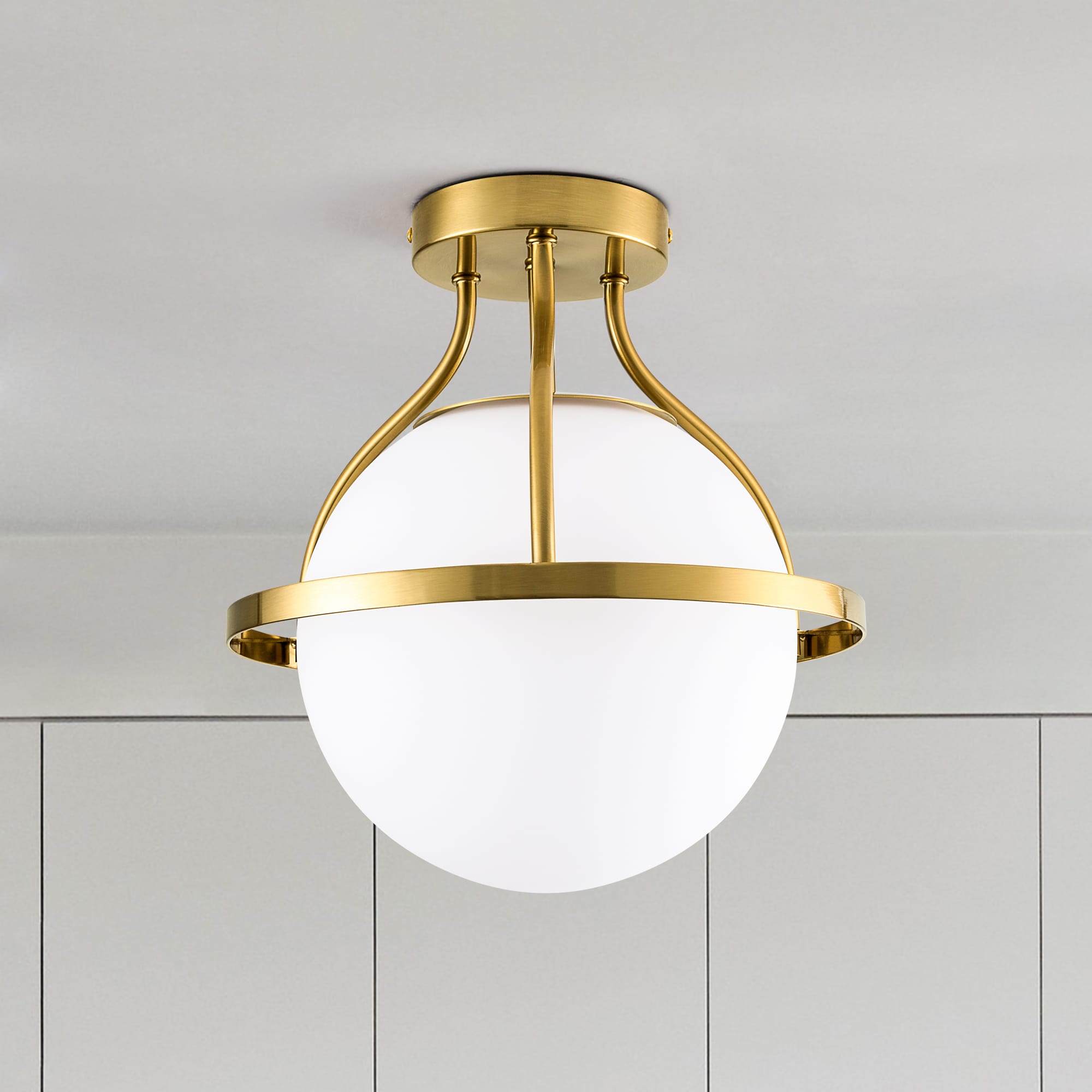 Maxax Luxurious 11.2-in brass Indoor 1 -Light Semi-flush Mount Light ...