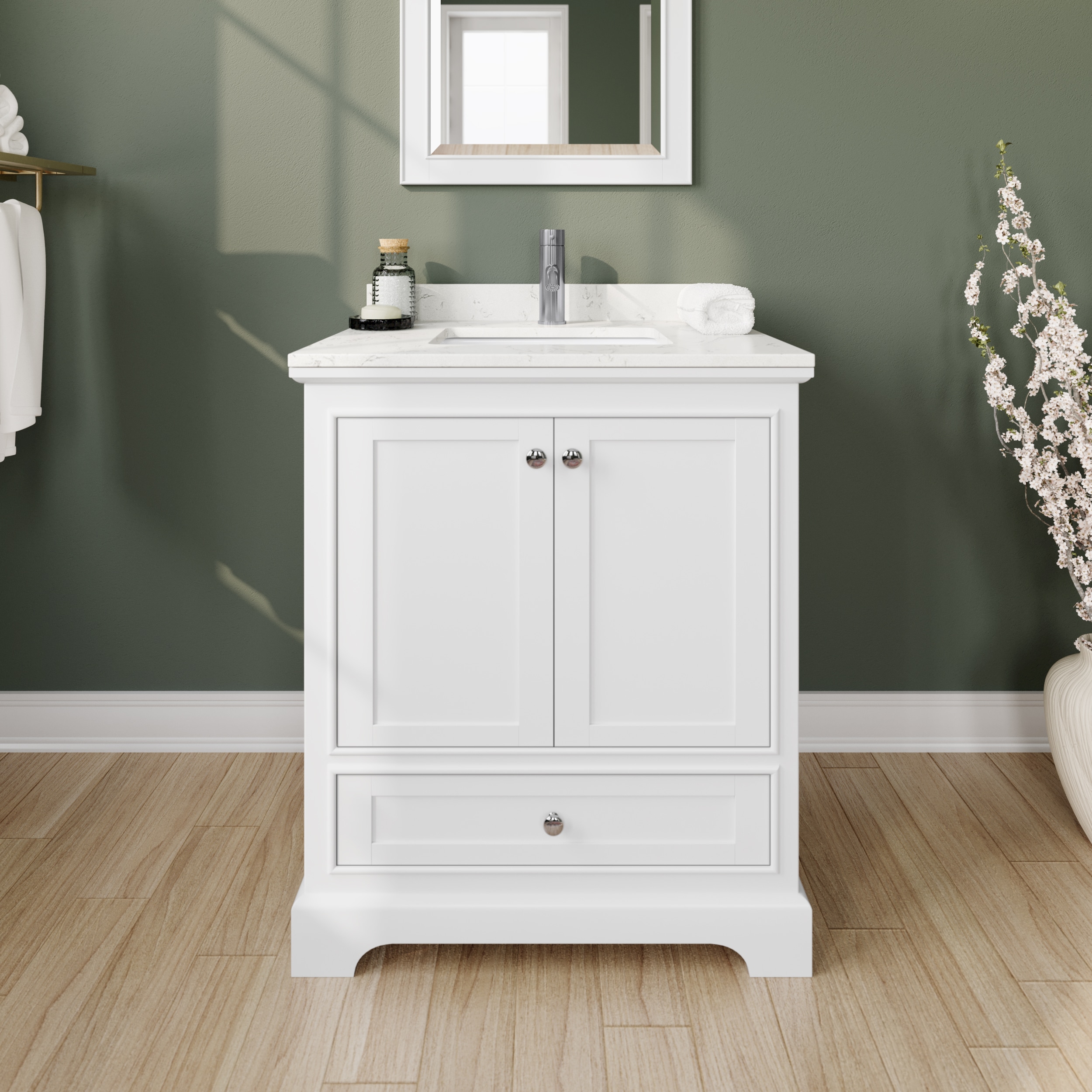 Wyndham Collection Deborah 30-in White with Polished Chrome Trim ...