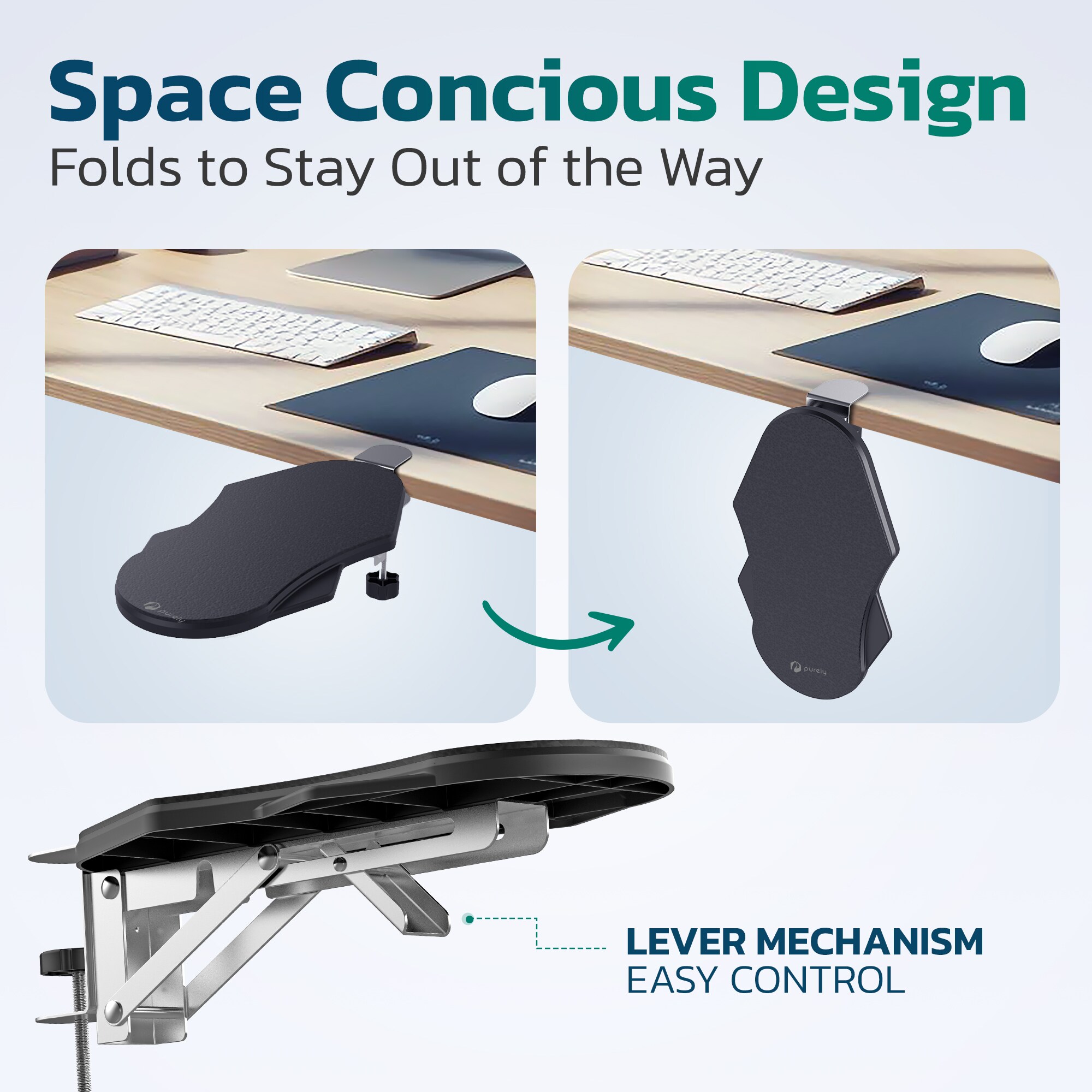 Purely E5720 Ergonomic Arm and Elbow Support Rest for Desk Computer ...