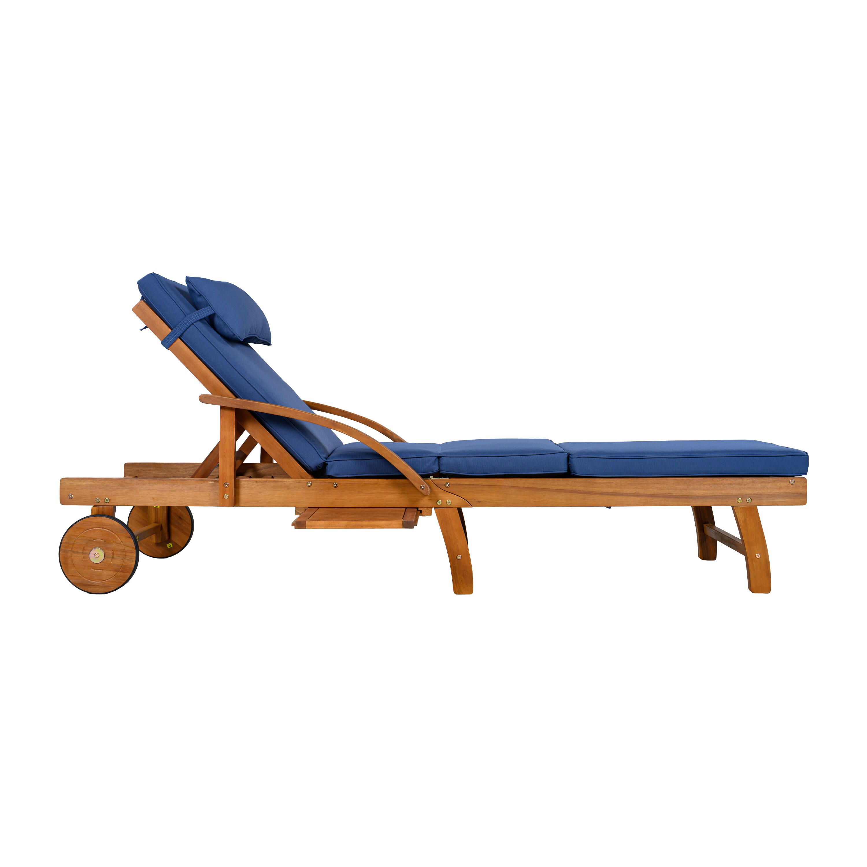 Qualler 2-Pack Acacia Wood Outdoor Lounge Chairs with Adjustable ...