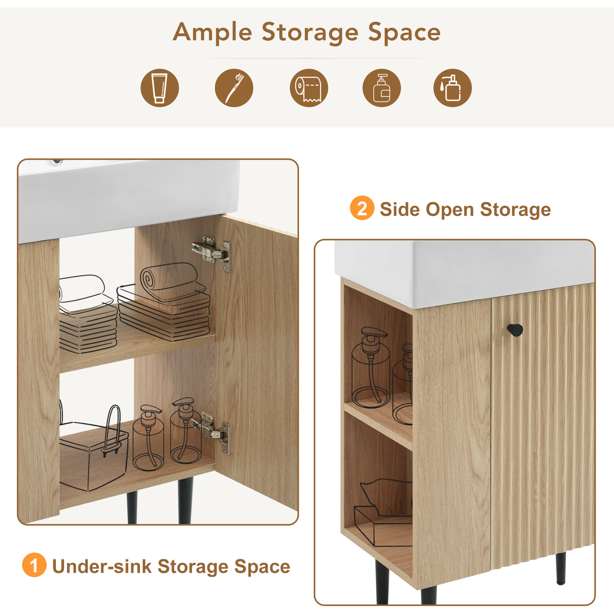 Aoibox 21.6 inch Wood Bathroom Vanity with Single Ceramic Sink Left ...