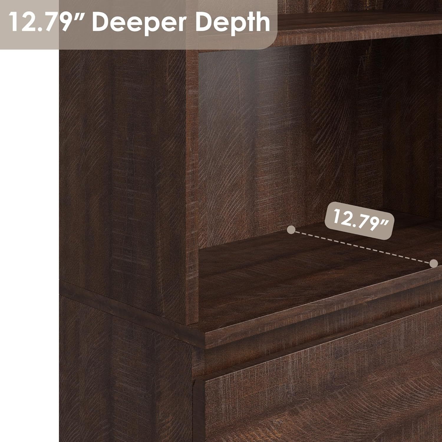 Garvee 70in H Bookcase with 3 Storage Drawers Tall Bookshelf w/ 3-Tier ...