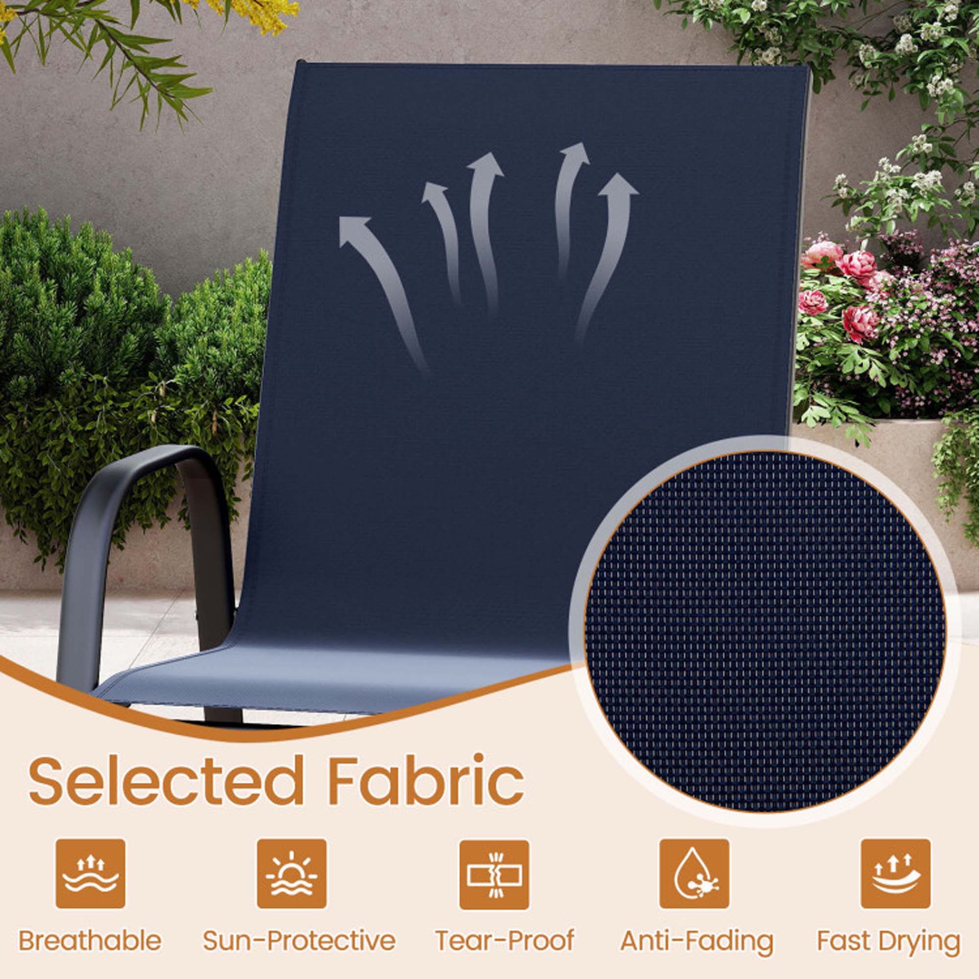 Boyel Living Navy Blue with Armrests Outdoor Durable Set of 2 Bar ...