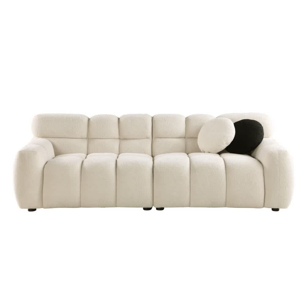 Coolbibila 87-in Beige Cloud Couches Boucle Sofa With Square Arm Long ...