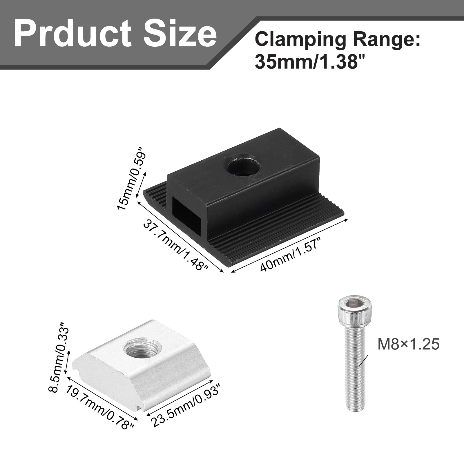 Unique Bargains Adjustable Solar End Clamp Solar Panel Mount Bracket ...