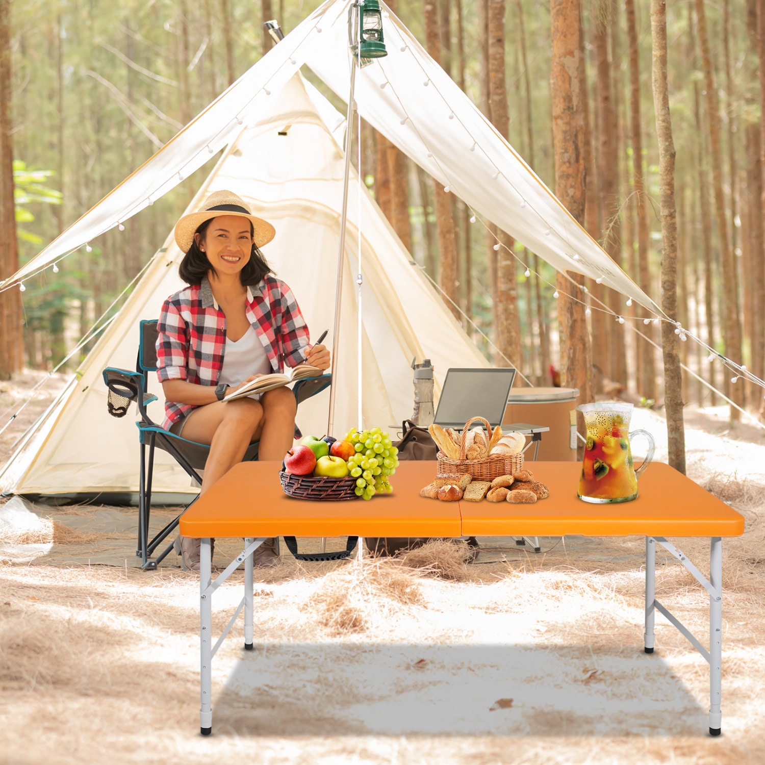Streamdale Furniture Streamdale Folding Portable Table (4FT Orange) in ...