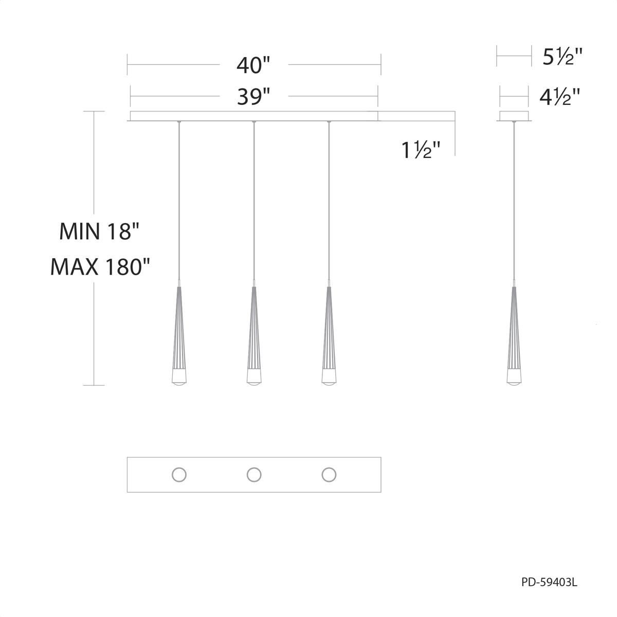 WAC Lighting PD-59403L-CH Quill LED 14 inch Chrome Multi-Light Pendant ...