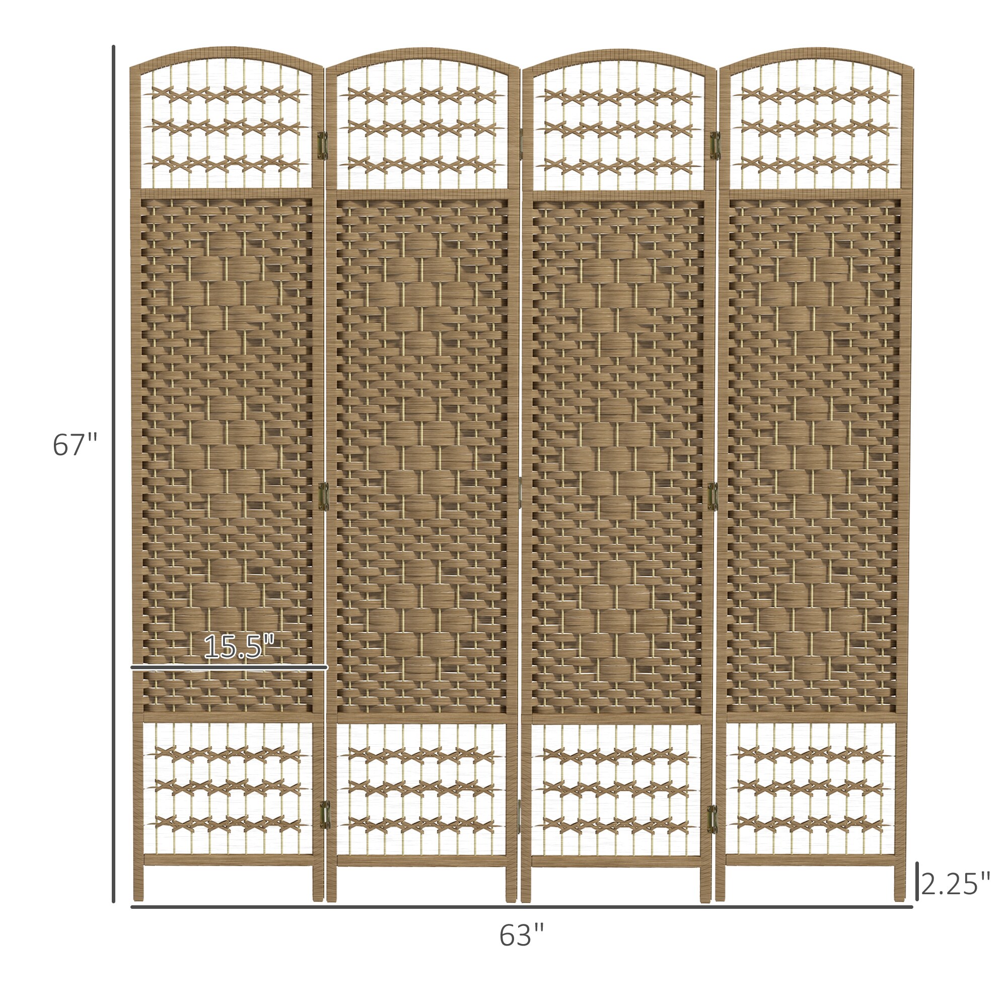 Tinyhomie 4 Panel Folding Room Divider Portable Privacy Screen Wave ...