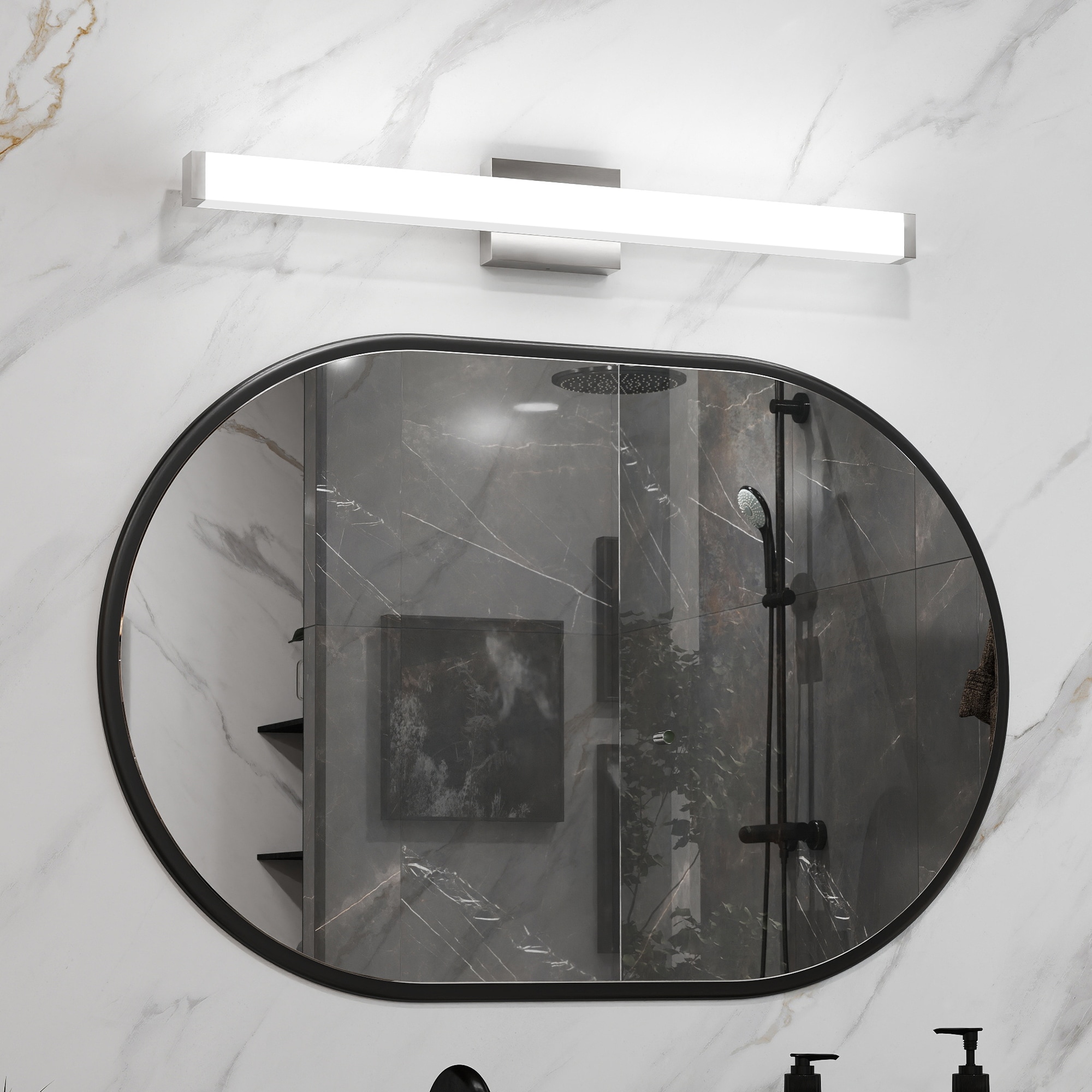 Tatayosi Bathroom Vanity Light Brushed Nickel Square LED 33-inch 18W ...