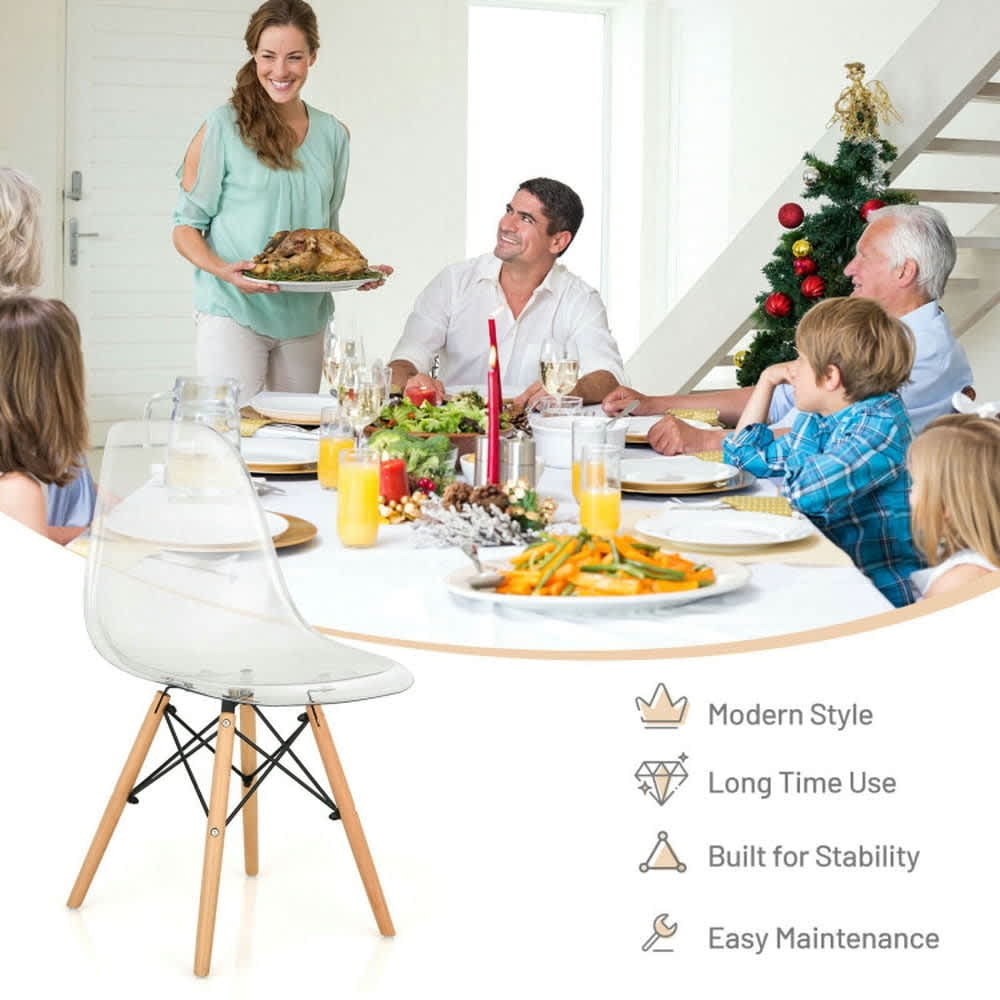 VERYKE Set of 4 Dining Chairs Modern Plastic Shell Side Chair with ...