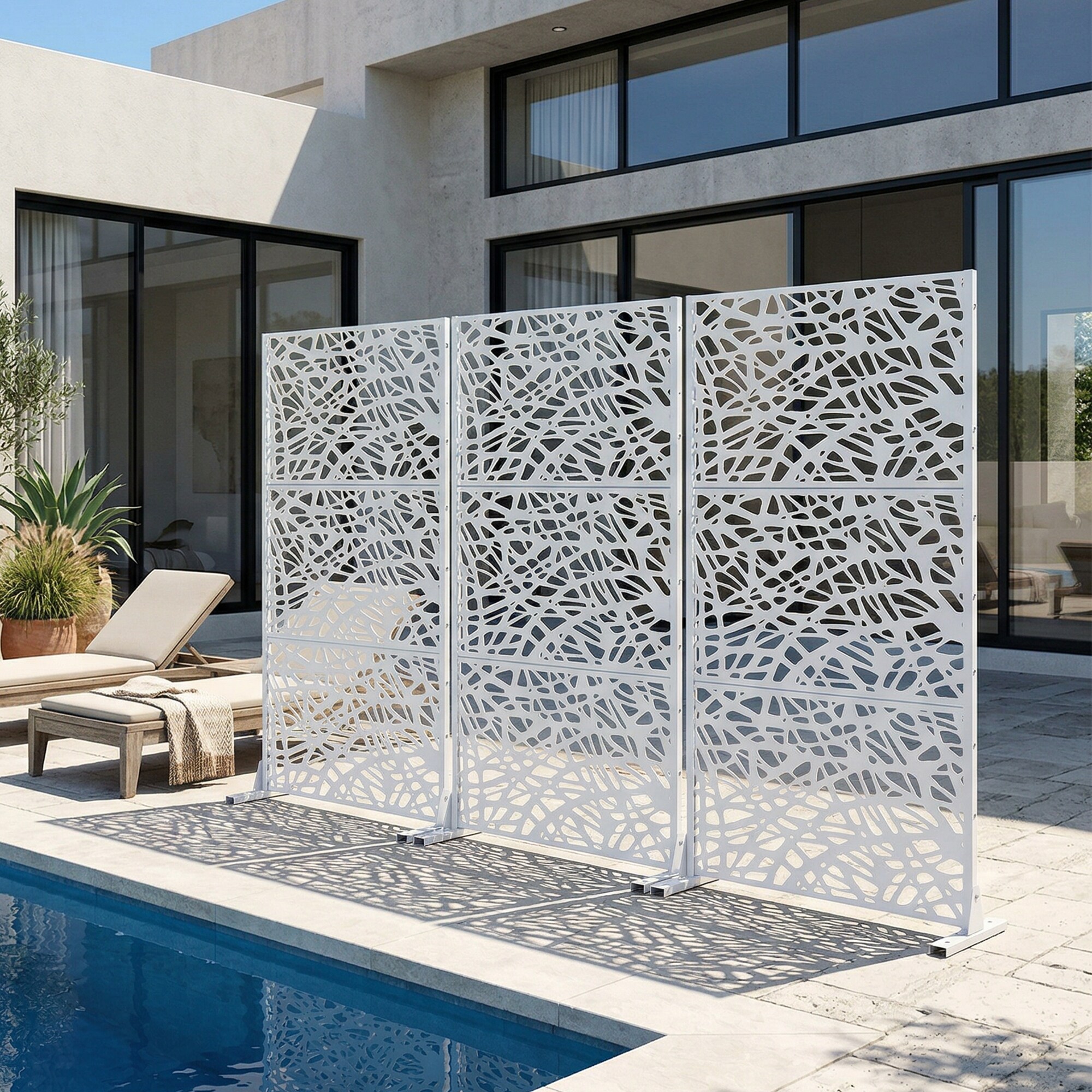 Misty Moon 72 in H x 35 in W Outdoor Privacy Screen White Arch Design ...