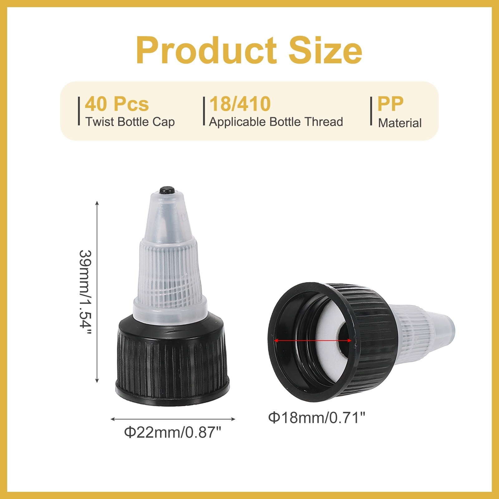 PATIKIL 18/410 Twist Bottle Caps 40pcs Plastic Ribbed Edge Squeeze ...