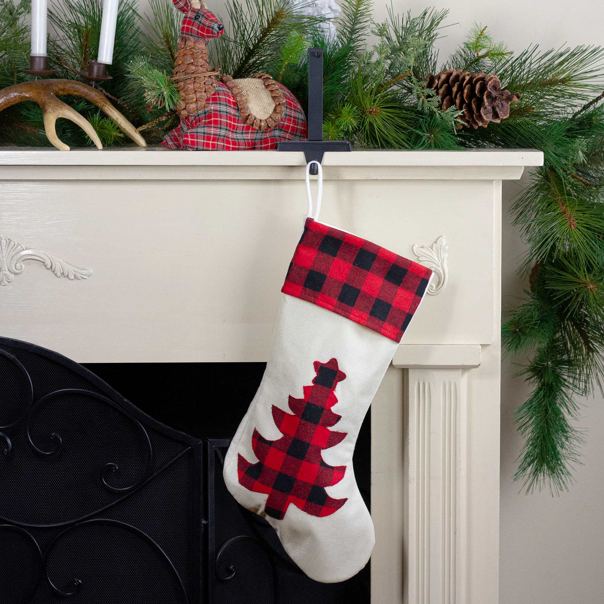 Northlight 20 inch Cream White Red and Black Buffalo Plaid Tree ...
