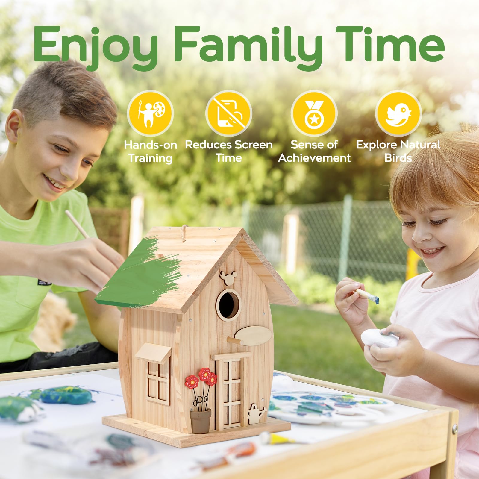 Adrinfly Wooden DIY Bird House Kit for Adults Outdoor Craft Set with ...