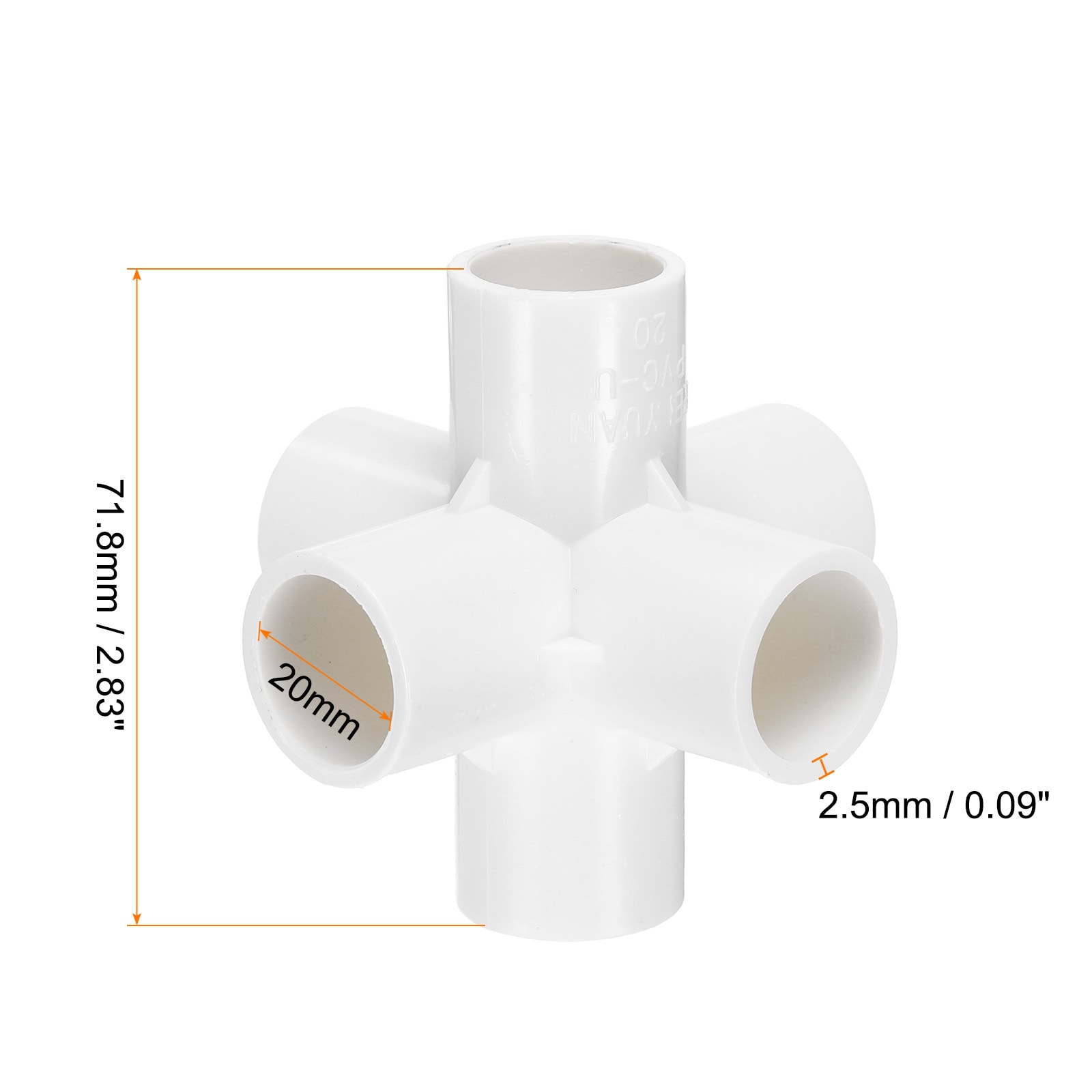 Harfington 4pcs 6 Way PVC Pipe Fittings 1/2inch Elbow Pipe Connector ...