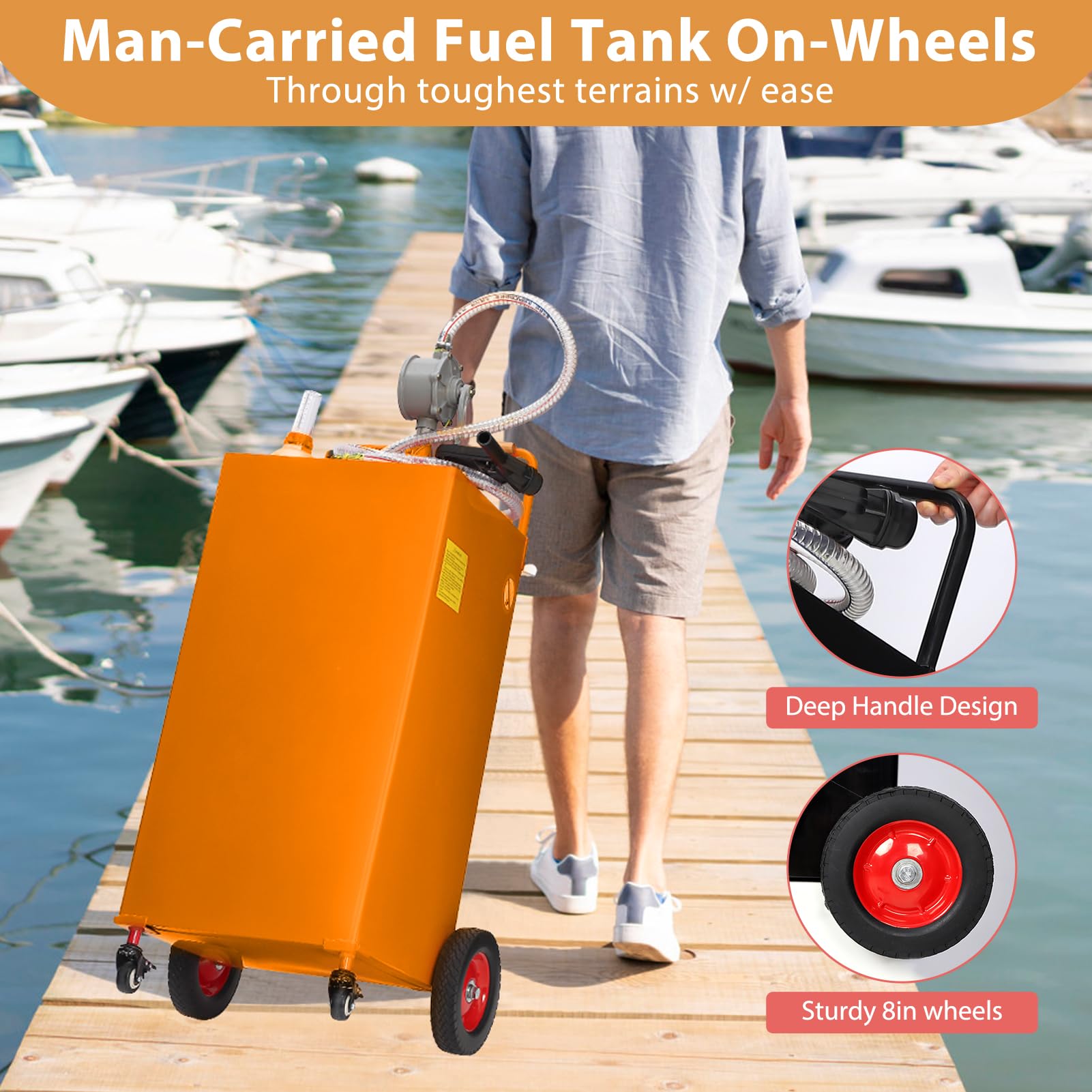 Garvee 30-Gallon Mobile Gas Can with Manual Pump UV-Resistant Carbon ...