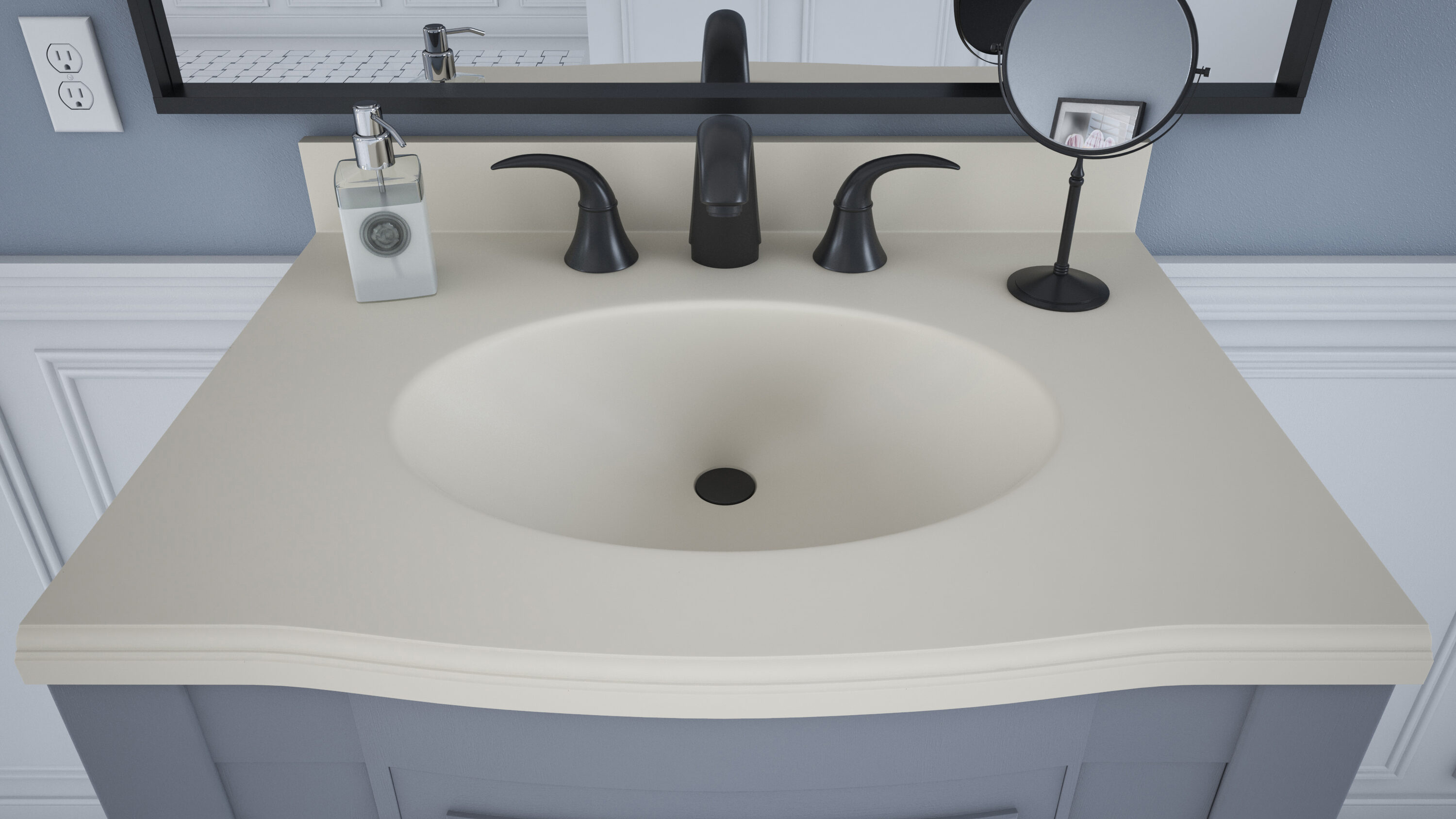 Swanstone Europa 25-in x 22-in Bone Solid Surface Single Sink Single ...