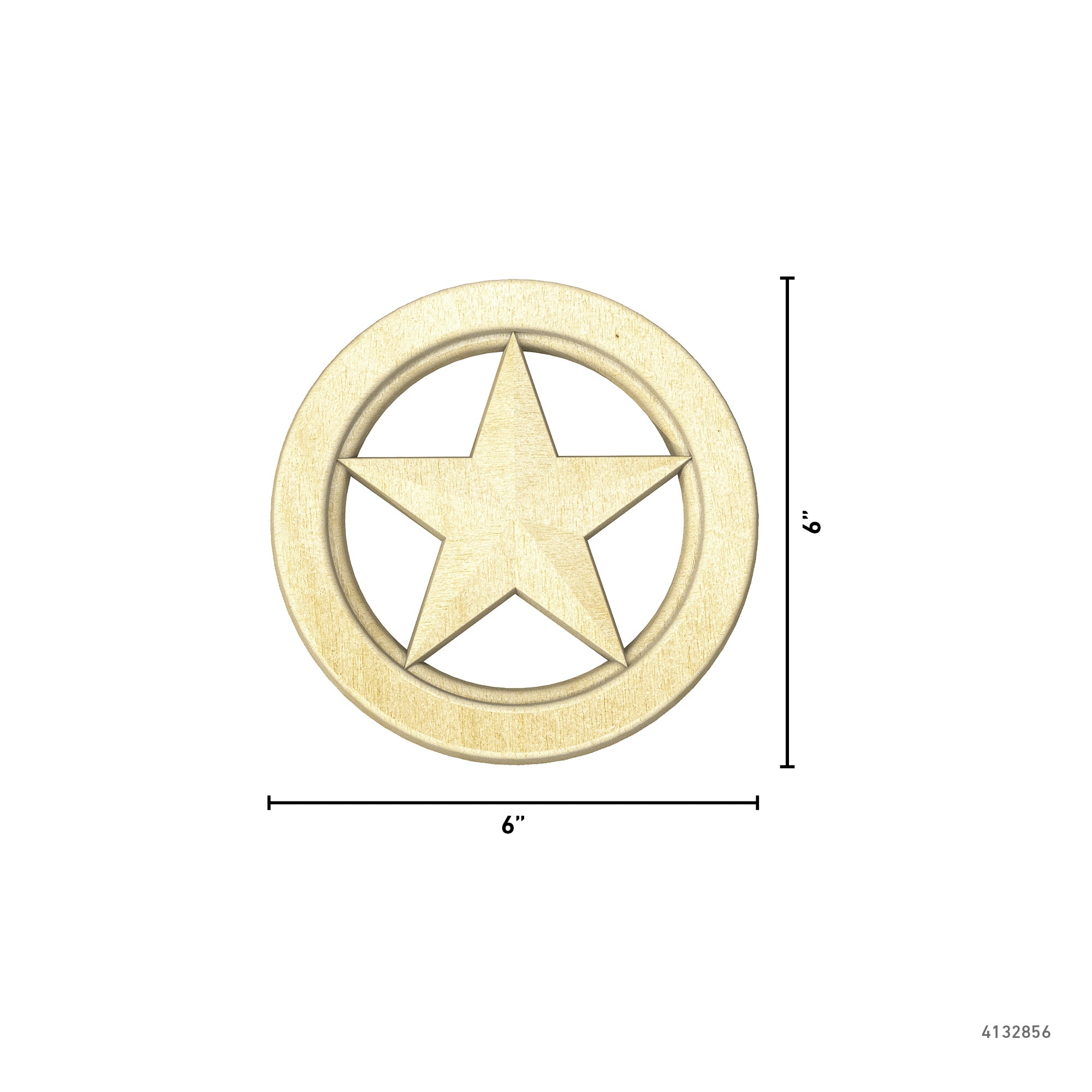 Ornamental Mouldings 4700 6.00-in x 6.00-in Unfinished Birch Round Star ...