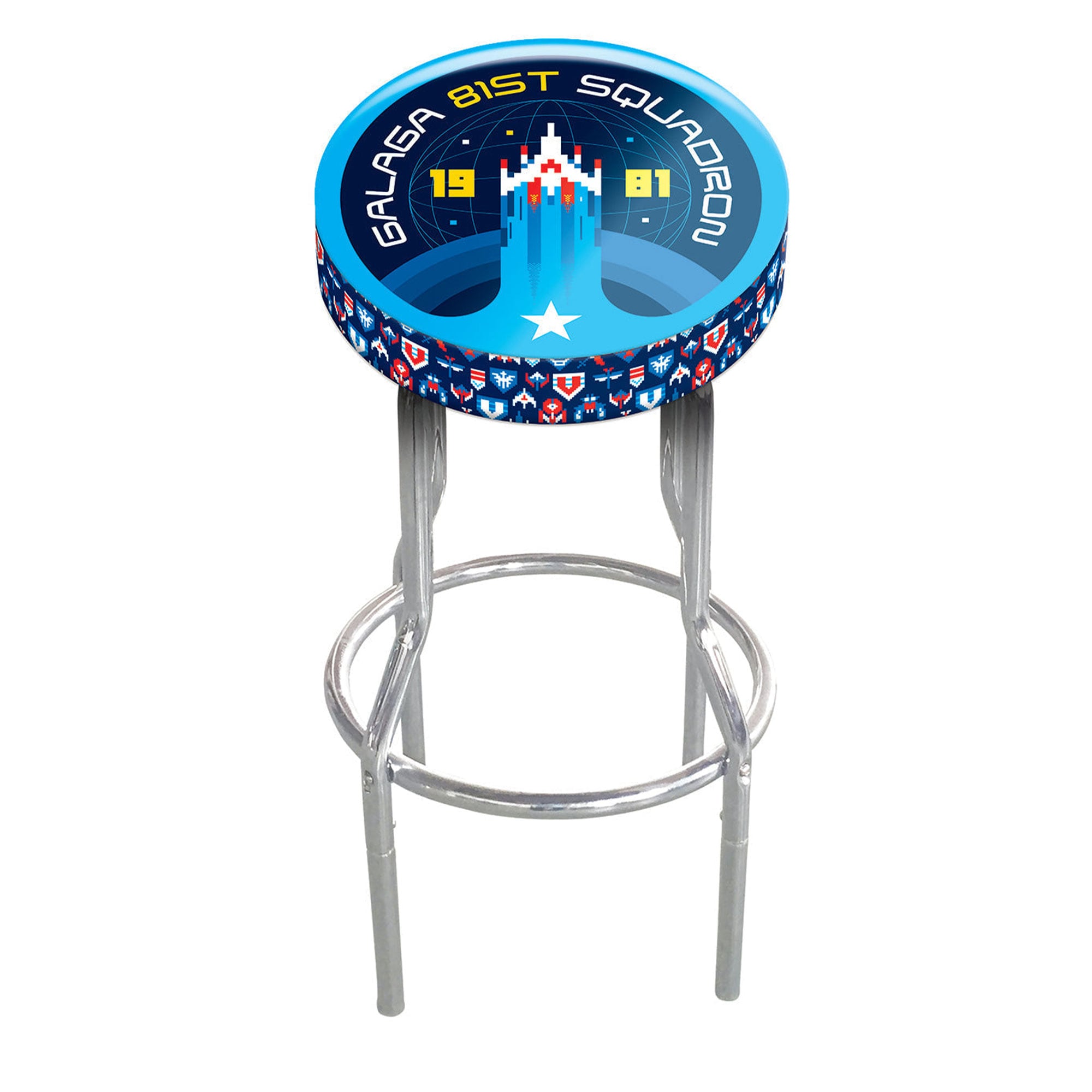 Arcade1Up Galaga 81st Squadron Adjustable Video Game Stool with Leg ...