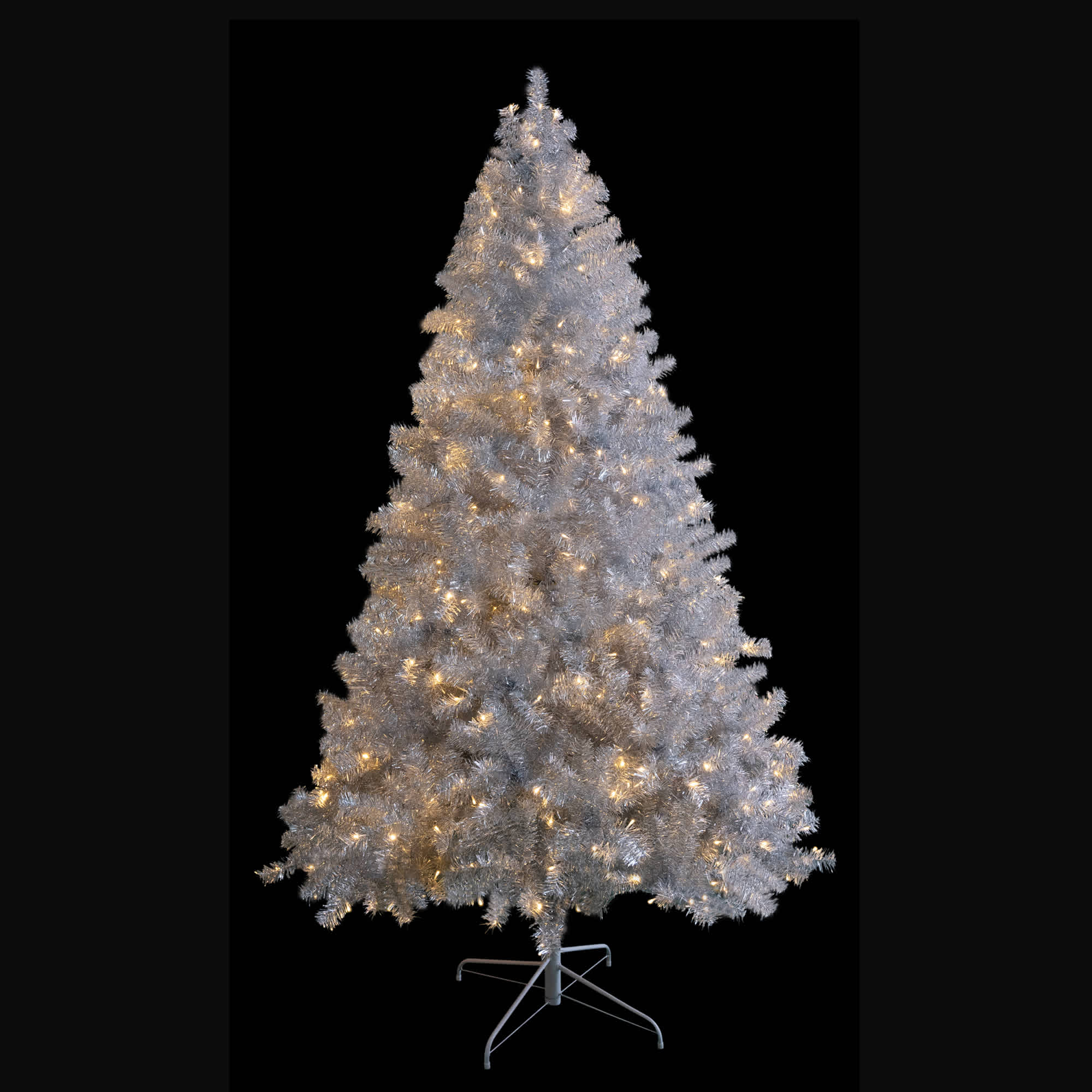Etokfoks 7.4FT Silver Pre-Lit Artificial Christmas Tree with Metal ...