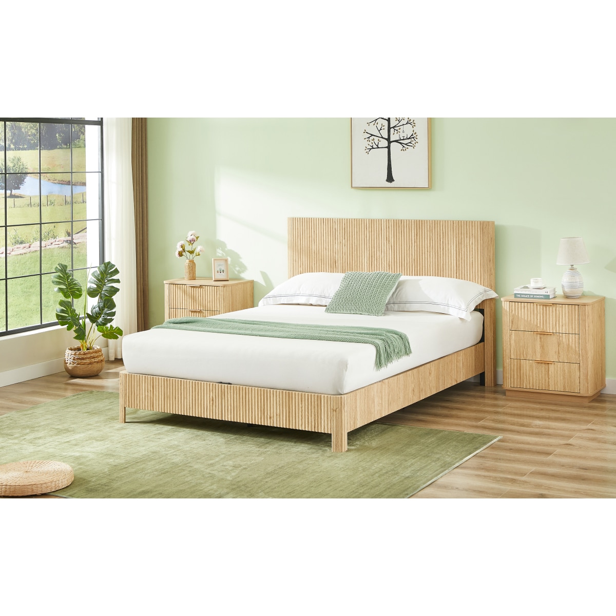 Streamdale Furniture Streamdale Queen Size Wooden corrugated curved ...
