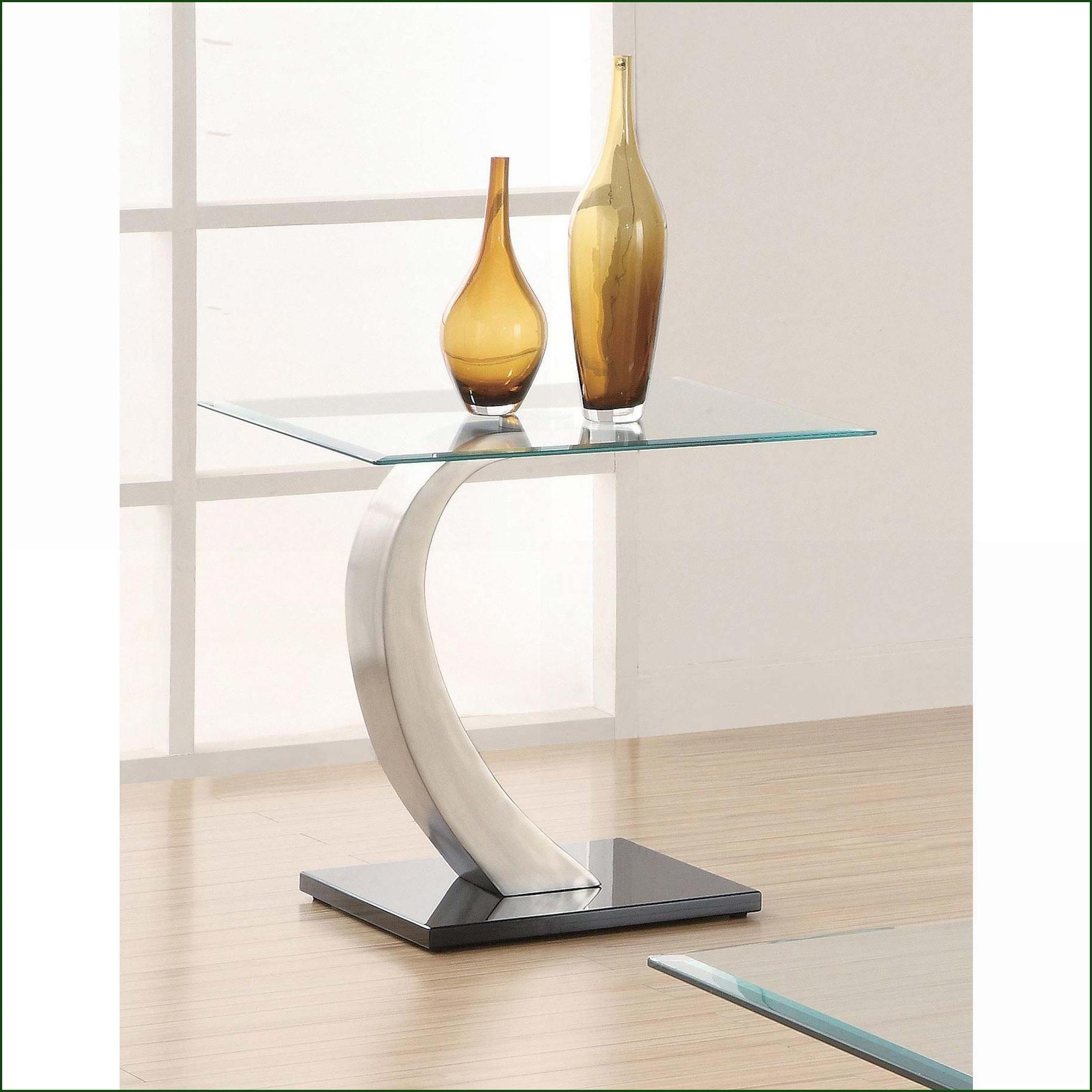 Watnature Satin Silver Metal Coffee Table with Glass Top Easy Clean ...