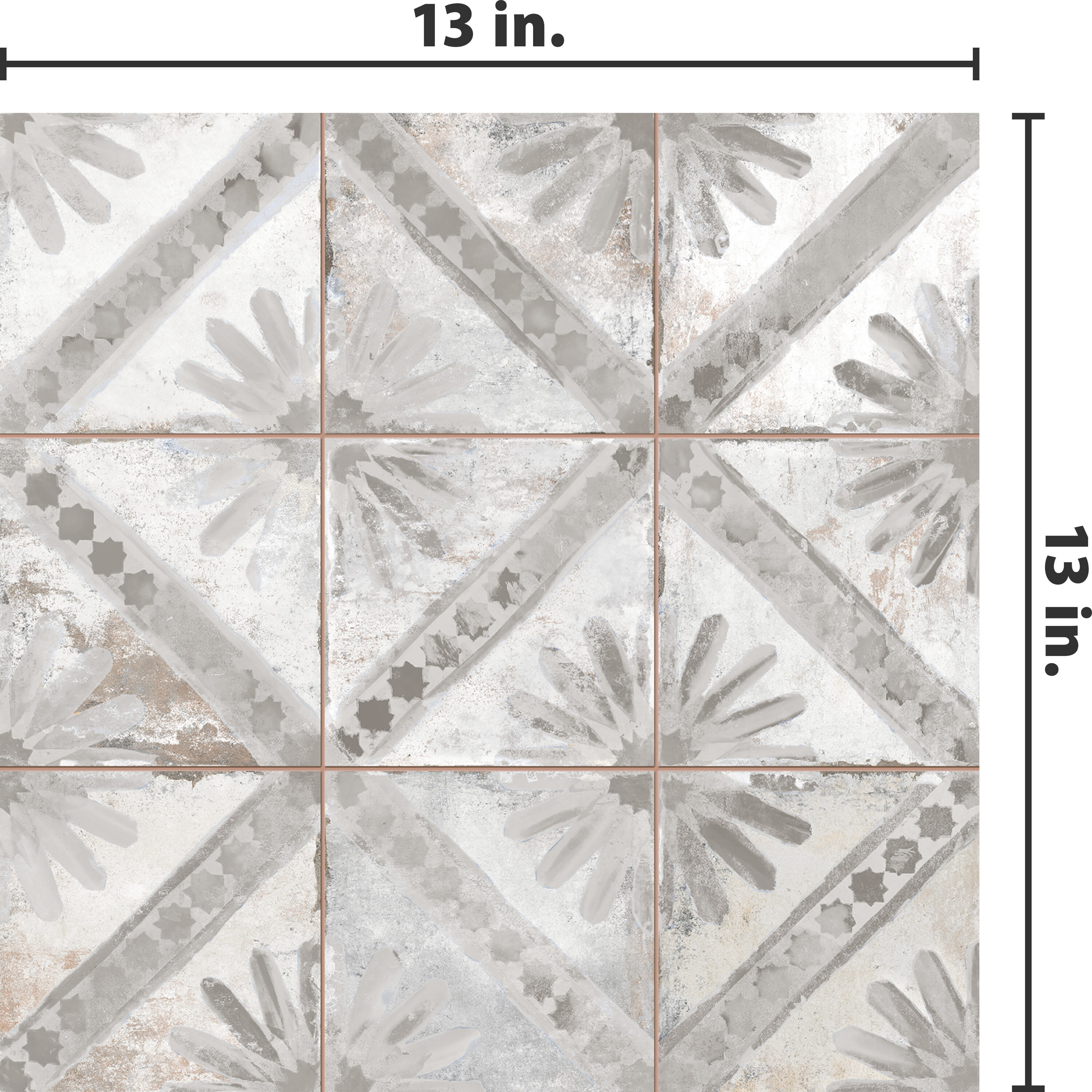 Affinity Tile Harmonia Grey 13-in x 13-in Matte Ceramic Encaustic Floor ...