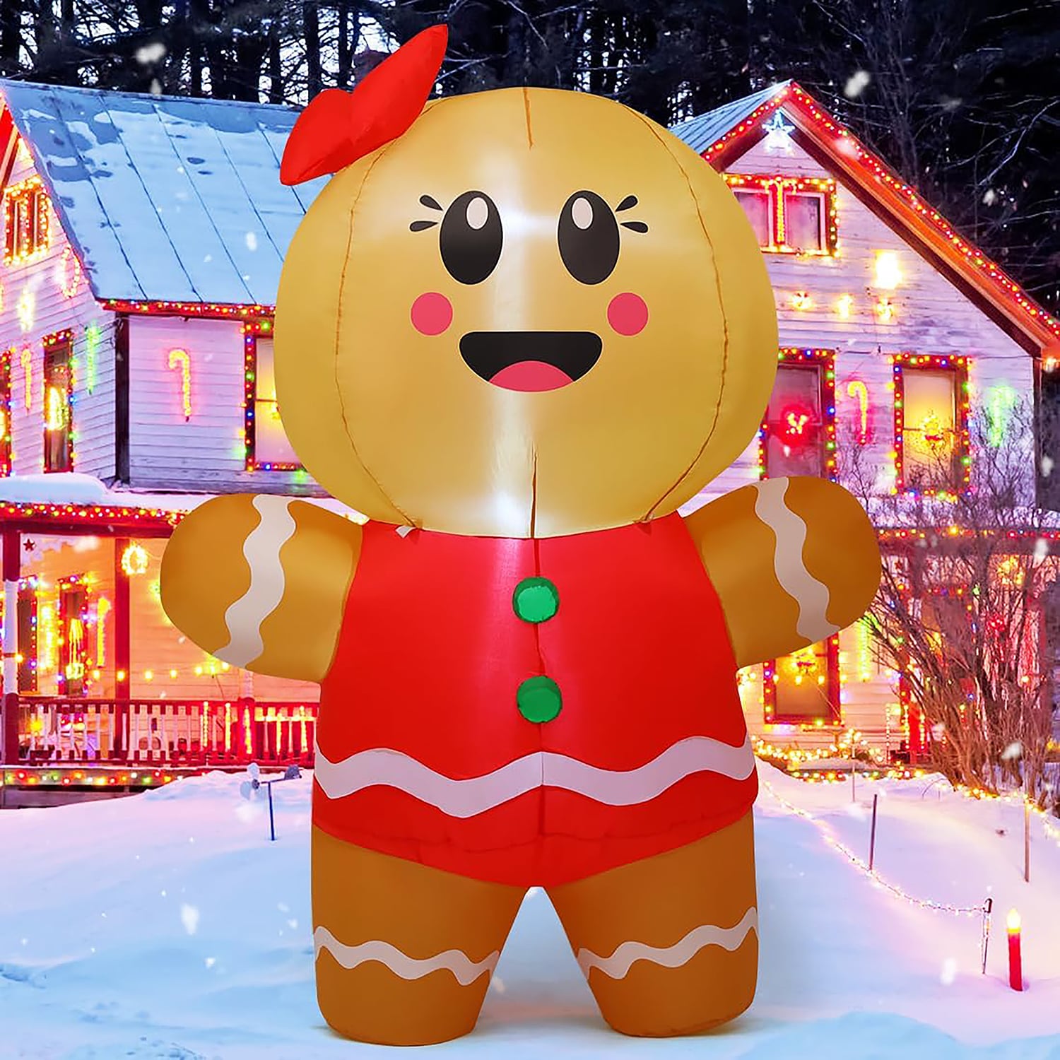 GOOSH 6.2-ft Lighted Gingerbread Christmas Inflatable DJ-SD-27362 at ...
