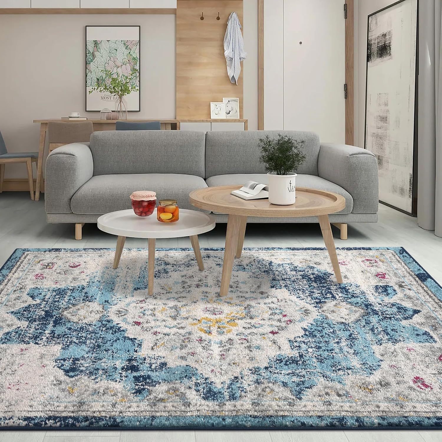 Qeetex Area Rugs for Living Room Non-Shedding Floor Cover Stain ...